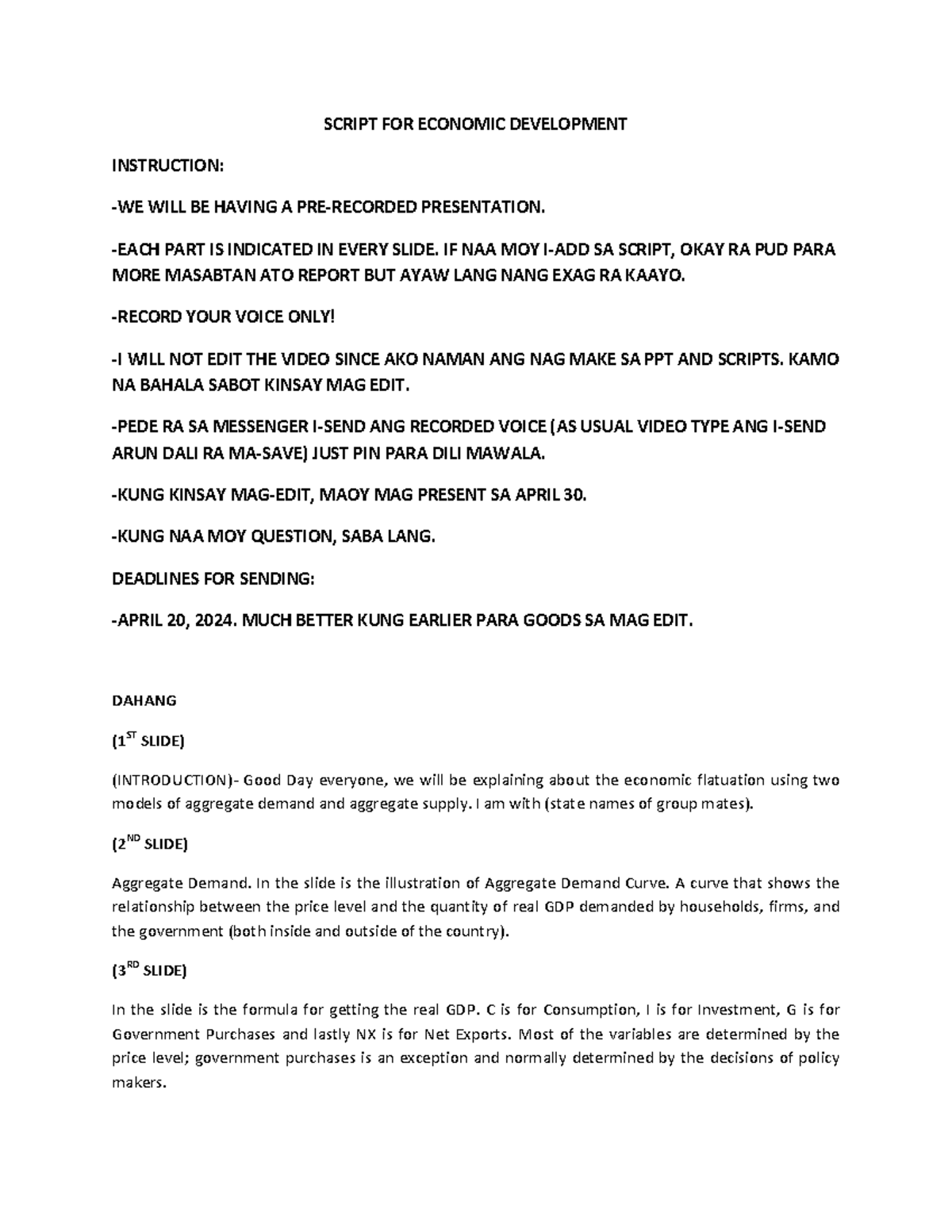 Script-FOR- Economic- Development - SCRIPT FOR ECONOMIC DEVELOPMENT ...