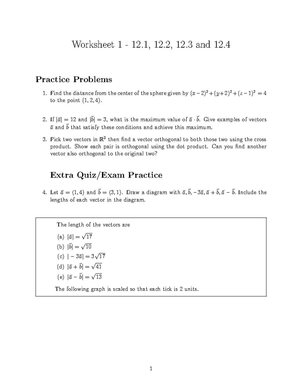 Worksheet 1EPS - Worksheet 1 - 12, 12, 12 and 12. Practice Problems ...