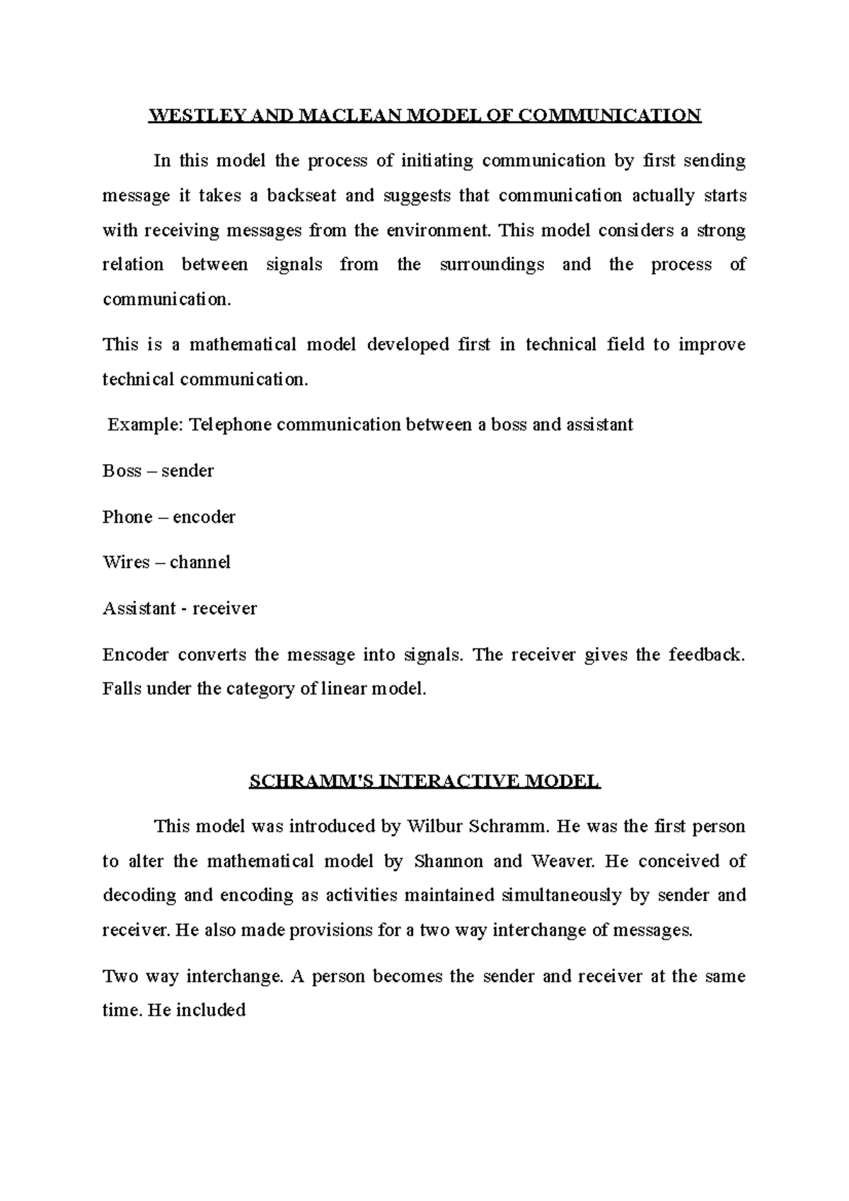 Westley AND Maclean Model OF Communication, Schramm's Interactive model ...