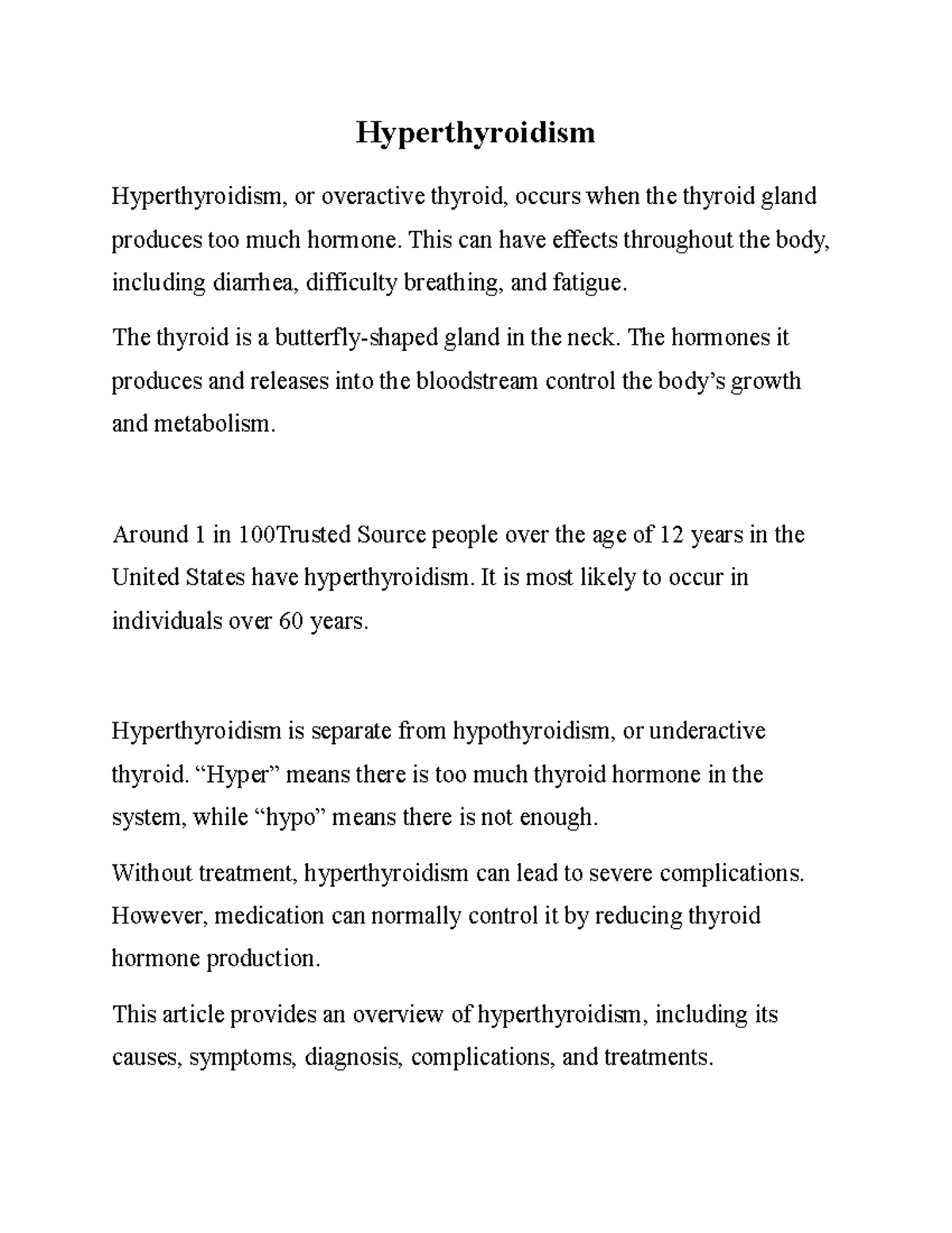 Endocrinology Lecture Notes 1 (Hyperthyroidism ) - Hyperthyroidism ...