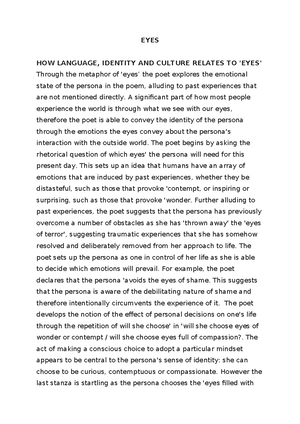 Eyes - poem Eyes - Eyes Ali Cobby Eckermann on Eyes This poem has been interpreted as exploring ...