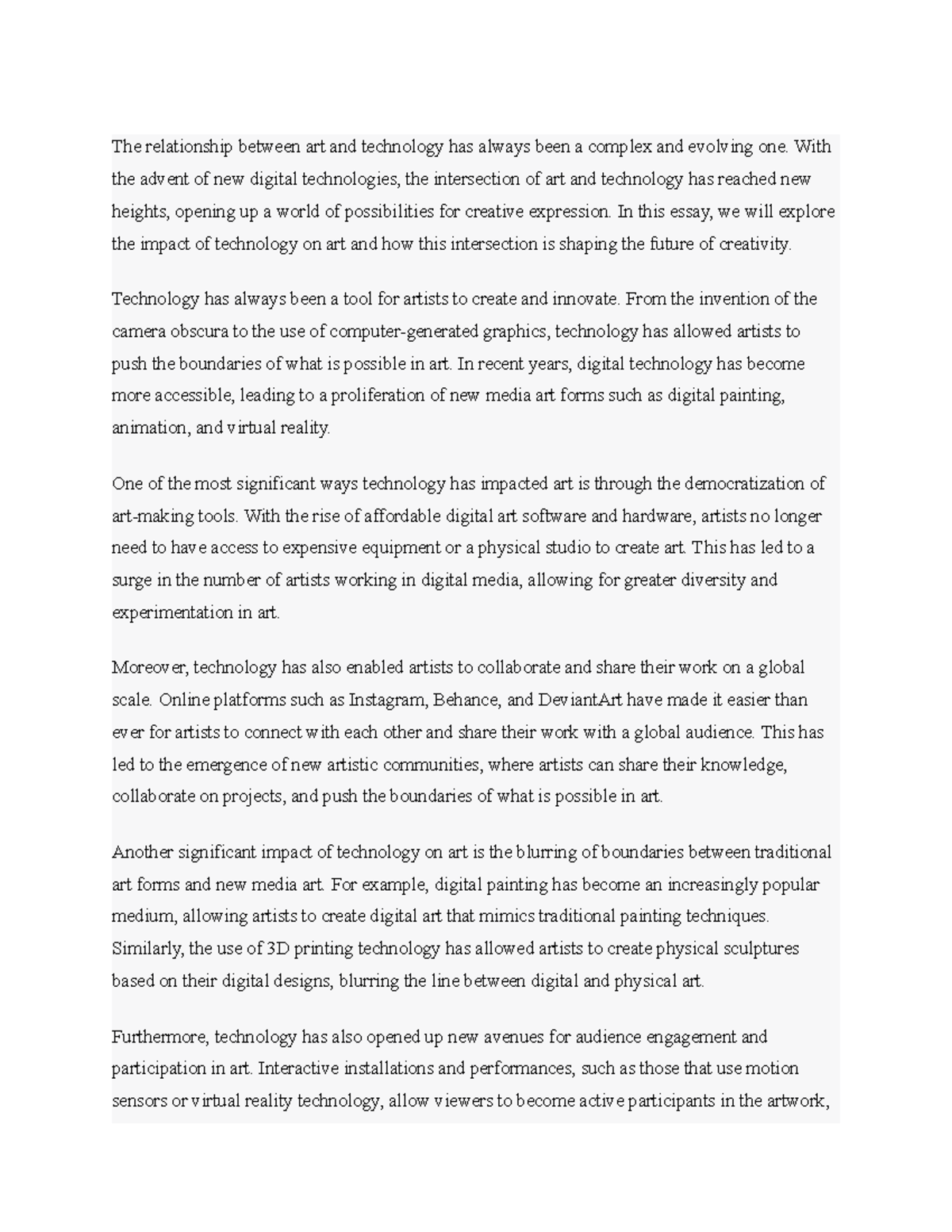 Title The Intersection of Technology and Art The Future of Creativity ...