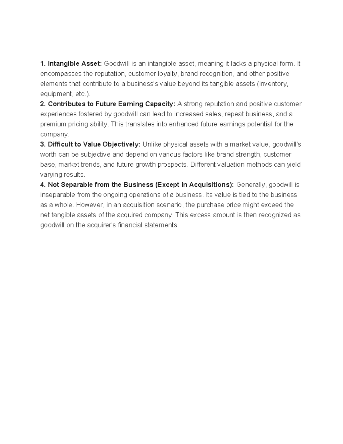 F.a 2 - Intangible Asset: Goodwill is an intangible asset, meaning it ...