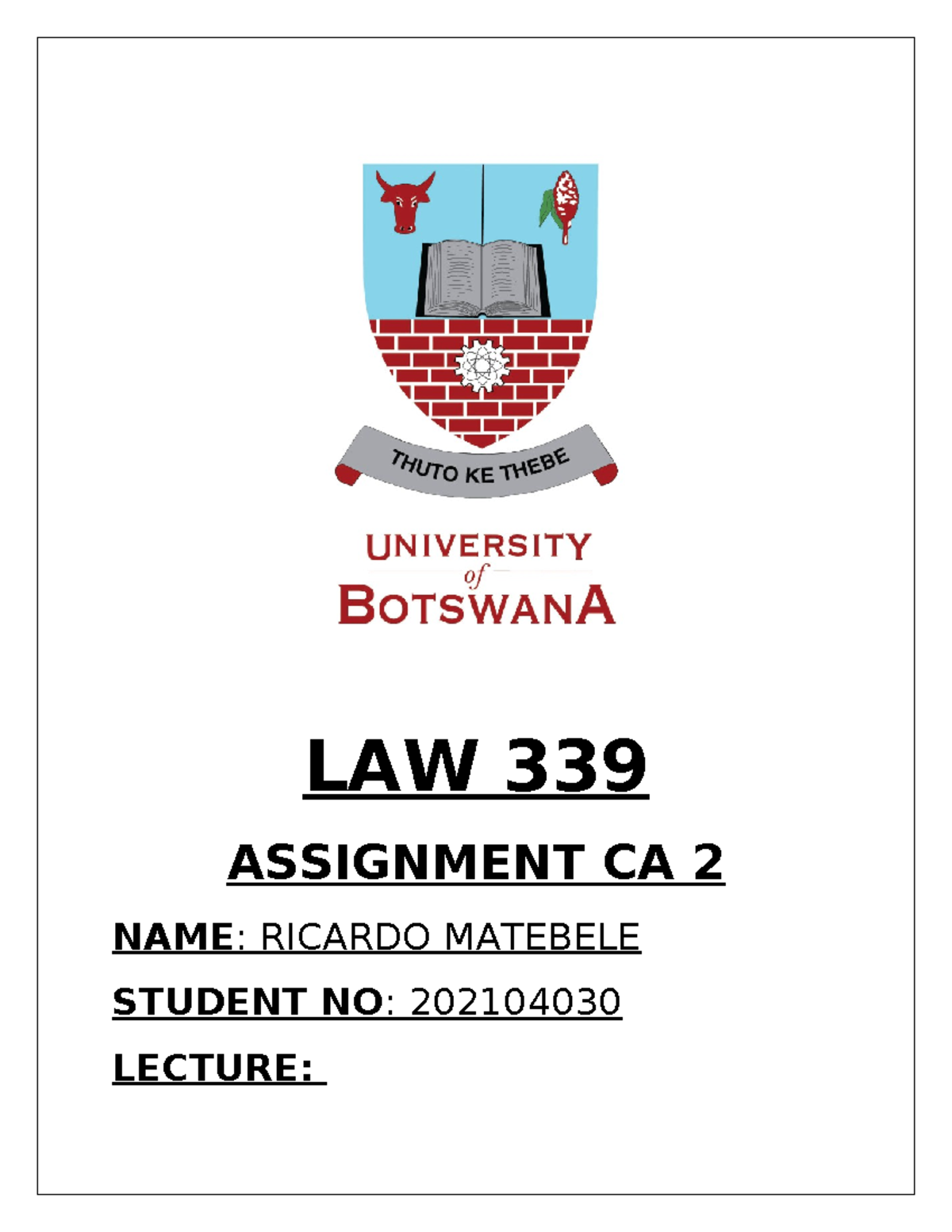Succession final assignment CA 2 - LAW 339 ASSIGNMENT CA 2 NAME ...