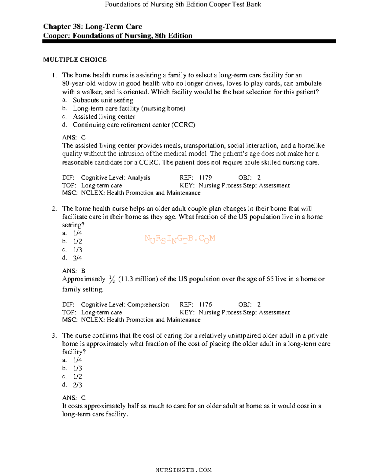 chapter 38- funds - NURSINGTB Chapter 38: Long-Term Care Cooper ...