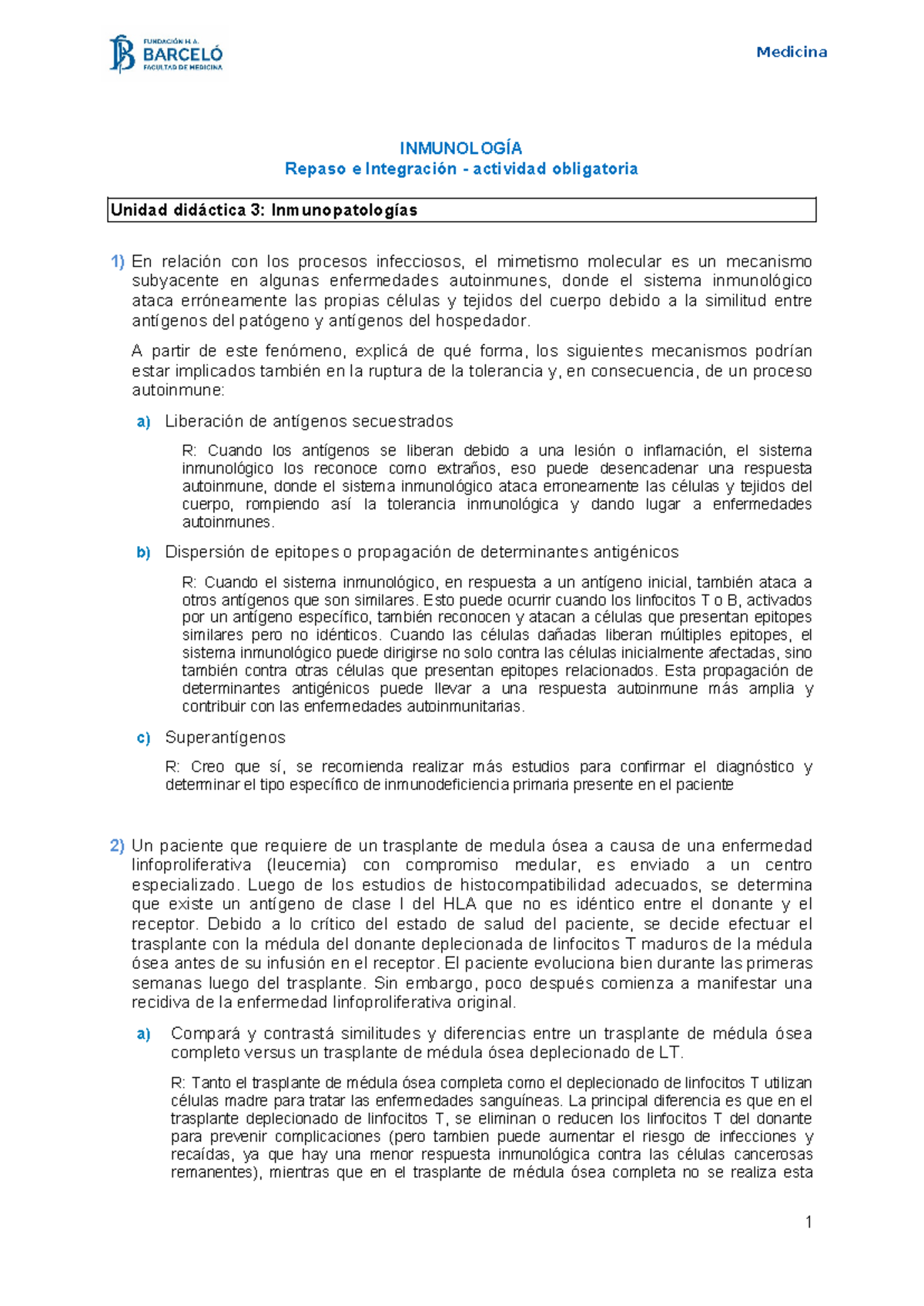 Repaso e Integración UD3 (Tarea obligatoria) - INMUNOLOGÍA Repaso e Integración - actividad ...