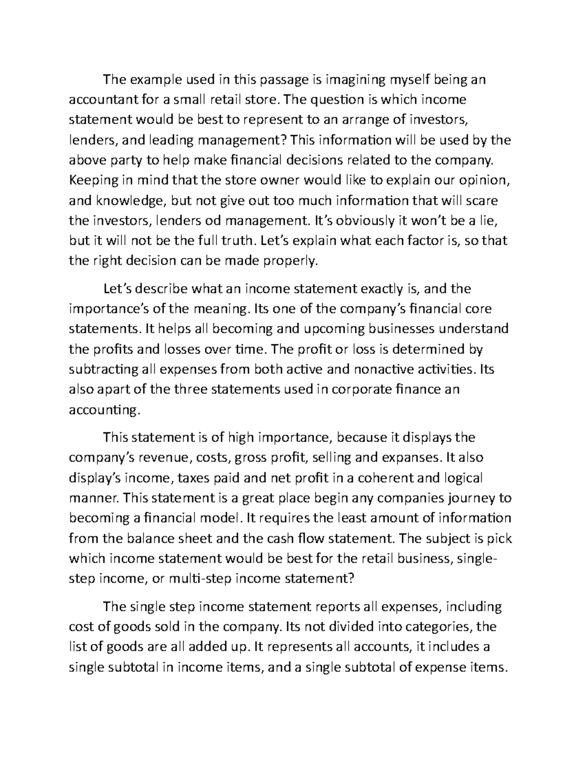 Assignment 3 Writting Assignment - The example used in this passage is ...