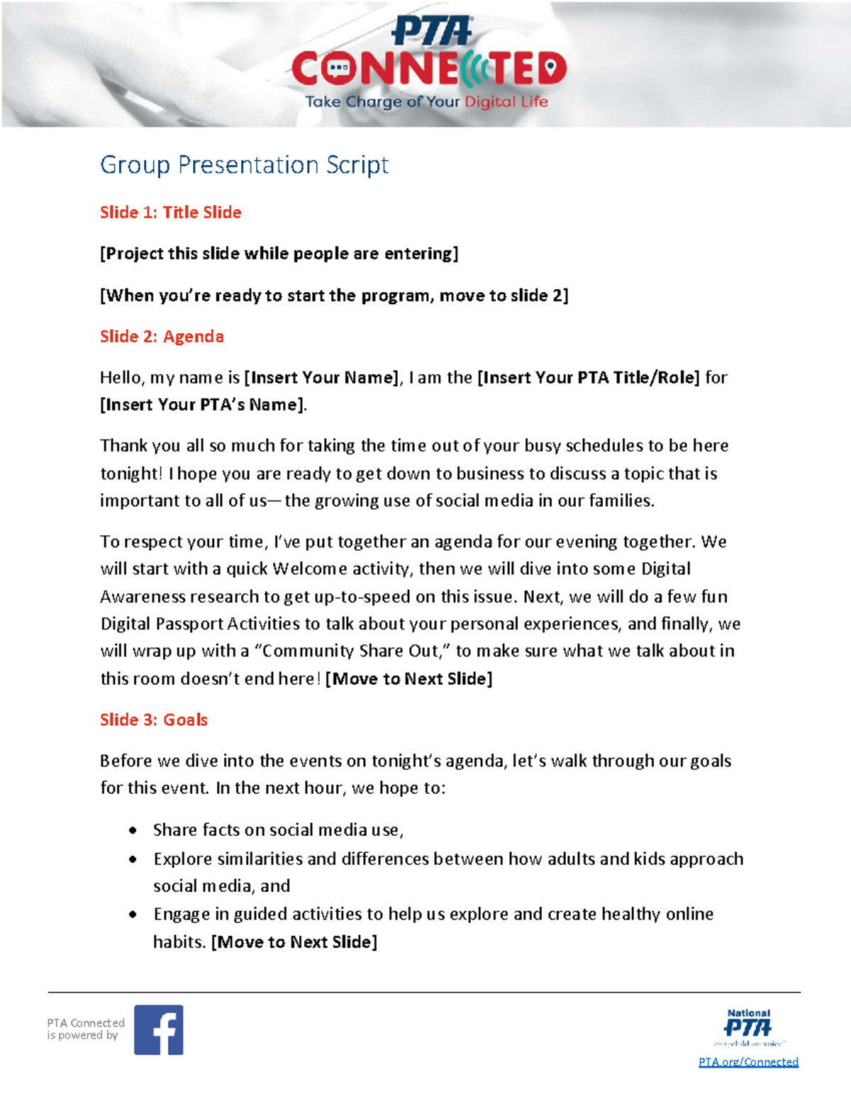Digital families group presentation script cc edits - PTA Connected is ...