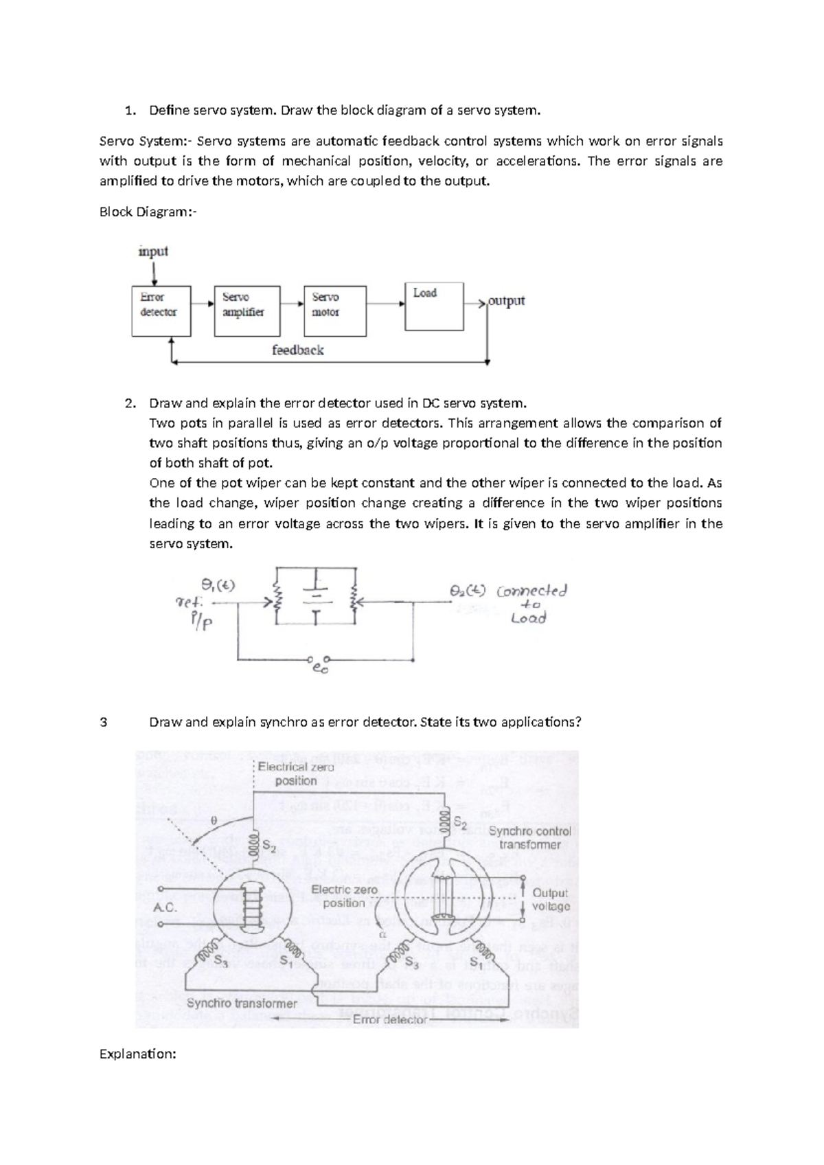 Servo Systems - Define servo system. Draw the block diagram of a servo ...