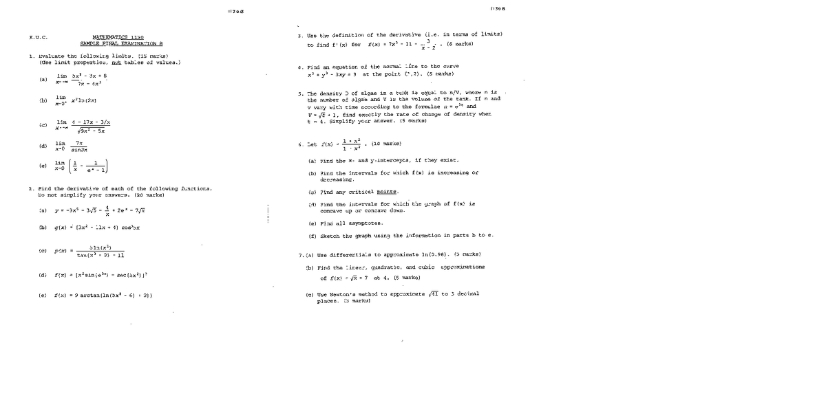 Sample/practice exam 2018, questions and answers - 1. Evaluate the ...