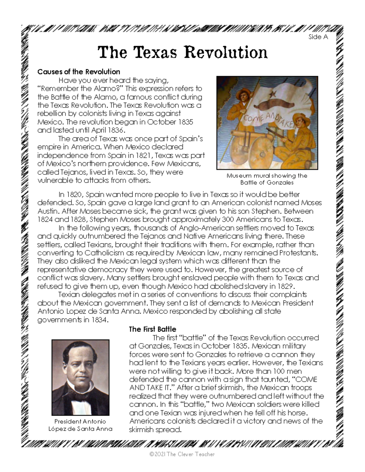 Texas Revolution Reading - The Texas Revolution Causes of the ...