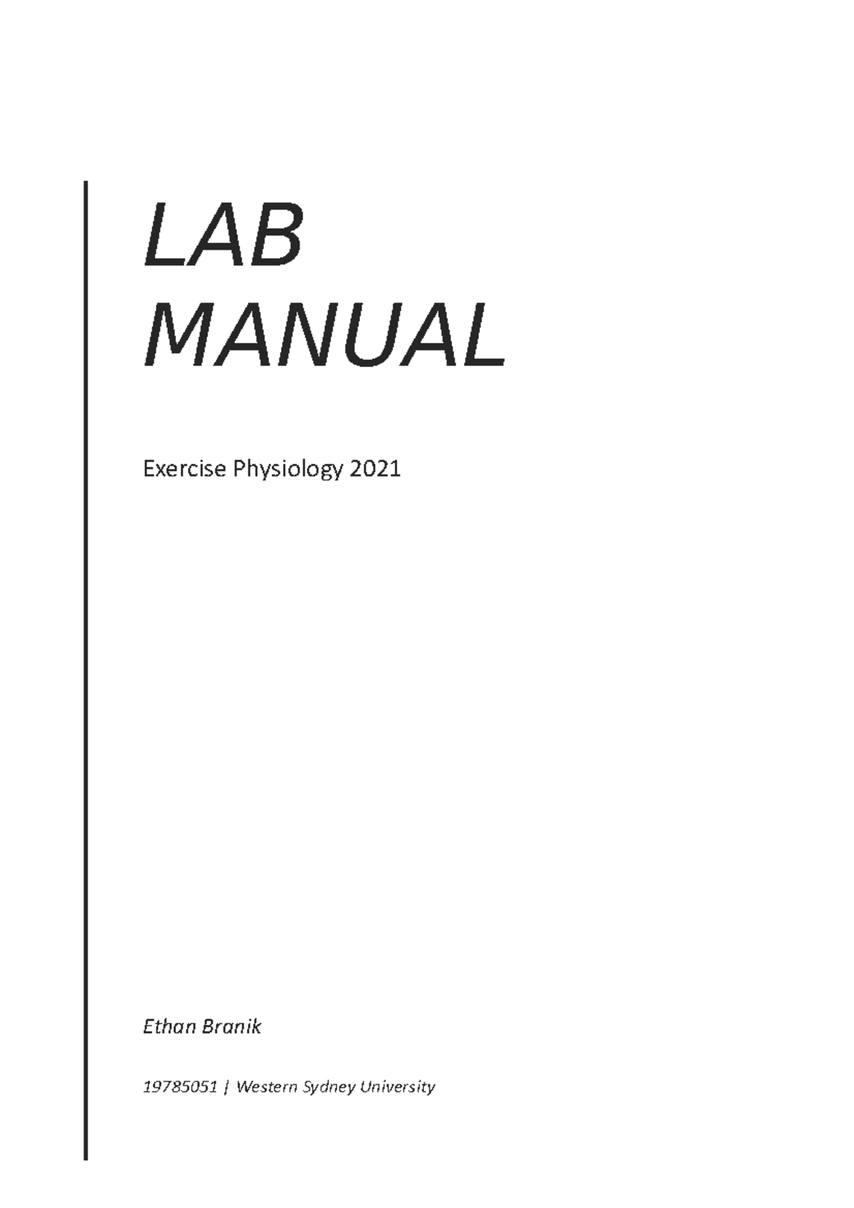 Ex Phys Lab Manual 2021 - Ethan Branik 19785051 | Western Sydney ...