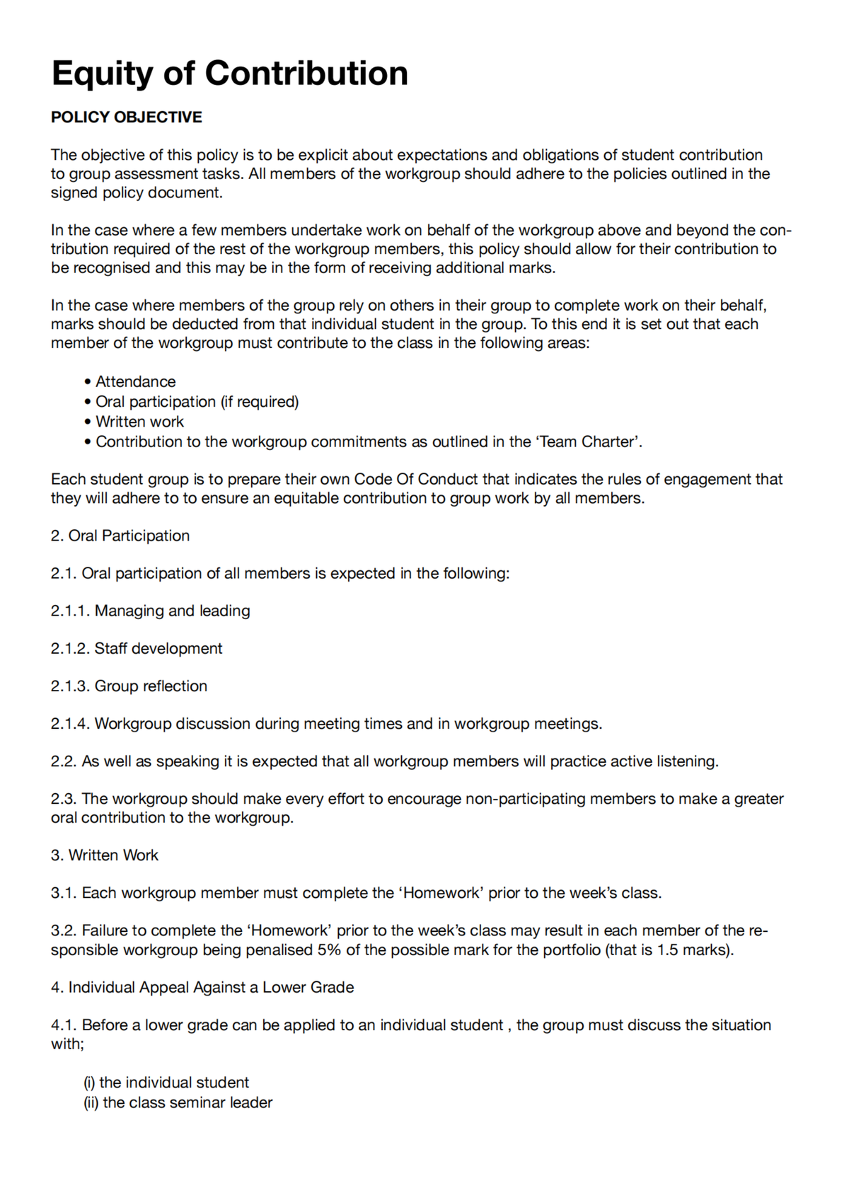 A1 Equity of contribution - Equity of Contribution POLICY OBJECTIVE The ...