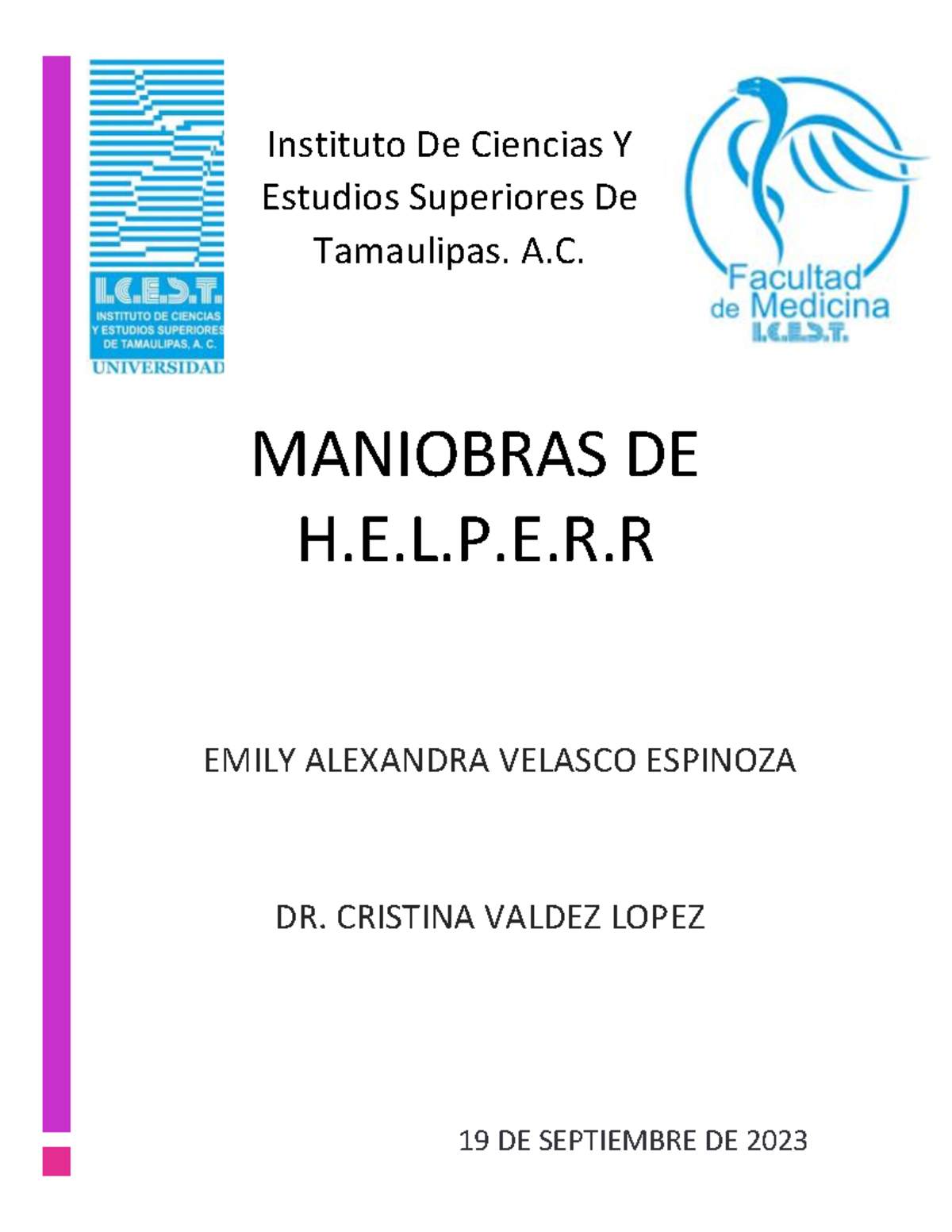 Maniobras de Helper - MANIOBRAS DE H.E.L.P.E.R EMILY ALEXANDRA VELASCO ...