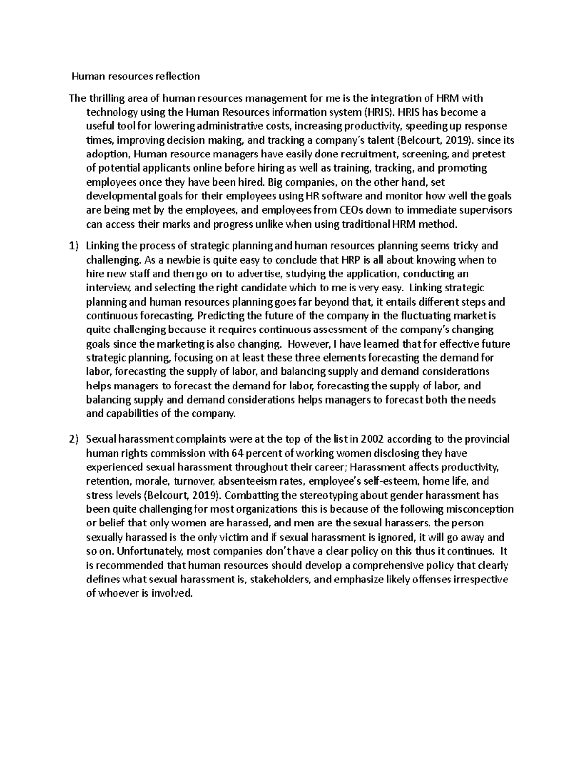 HR reflection - Human resources reflection The thrilling area of human ...