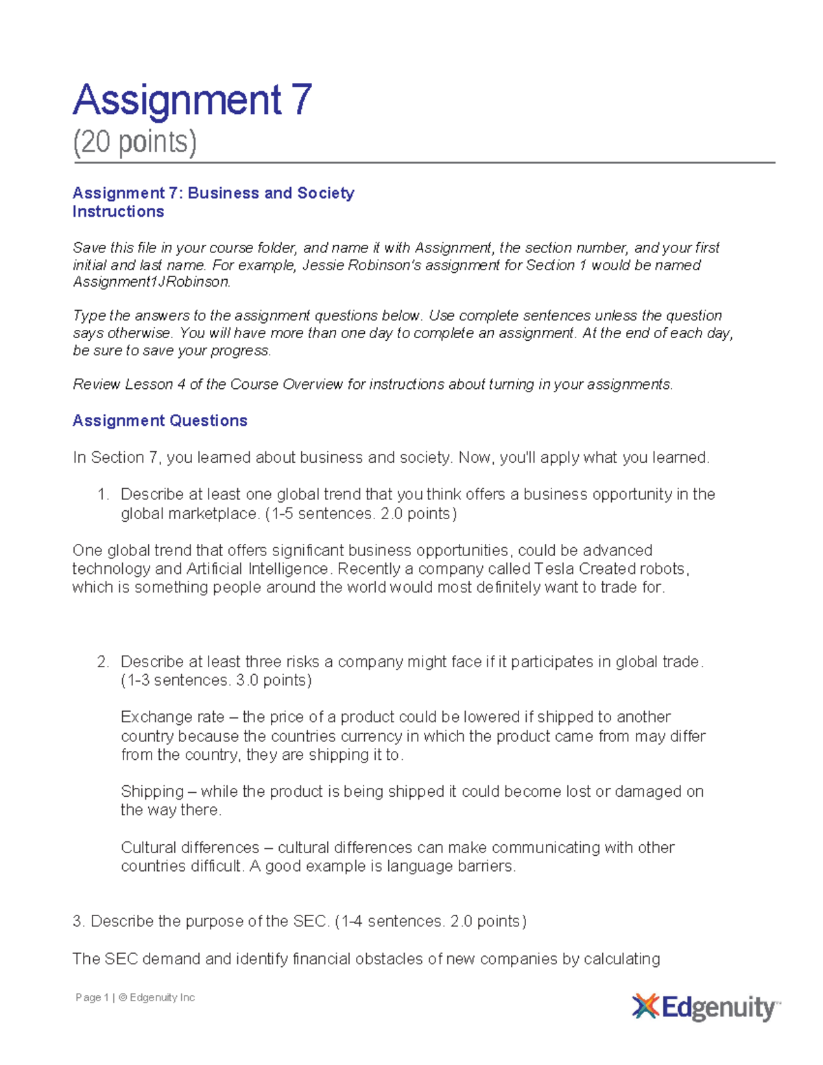 Assignment 7jaquaviusevans - Page 1 | © Edgenuity Inc Assignment 7 (20 ...