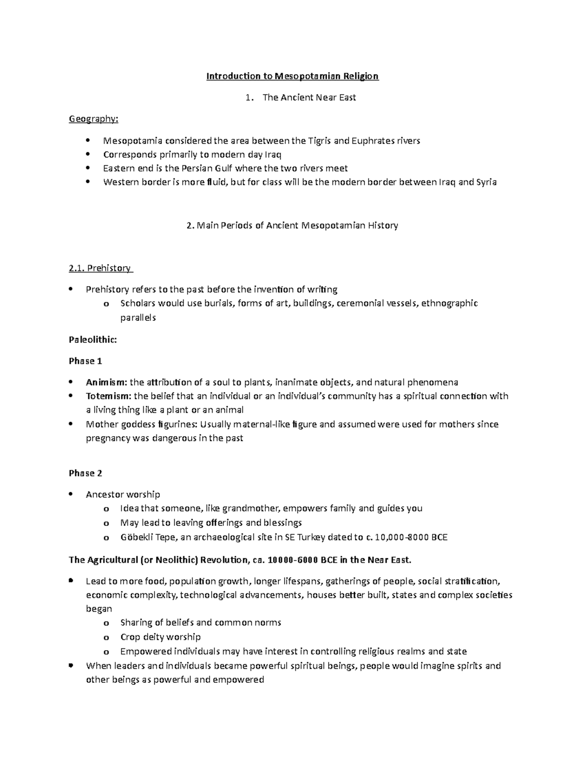 Introduction to Mesopotamian Religion - 10,000-8000 BCE The ...
