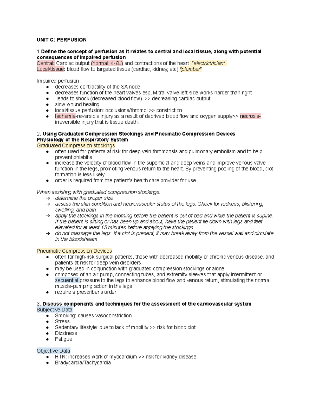 Perfusion/Oxygenation - UNIT C: PERFUSION 1 the concept of perfusion as ...