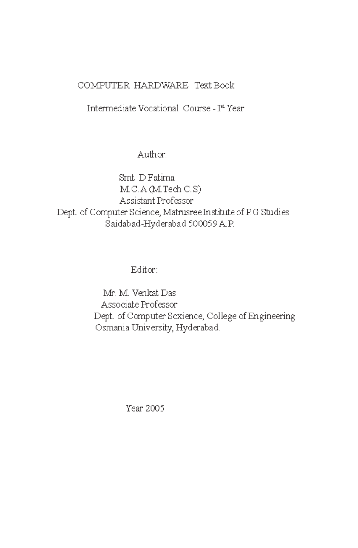 Computer Hardware computing and IT - COMPUTER HARDWARE Text Book ...