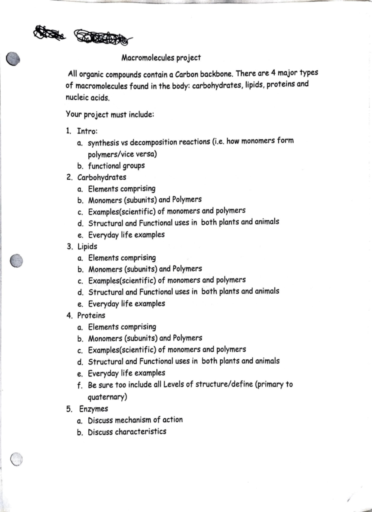 Macromolecules project - () e Macromolecules project All organic ...