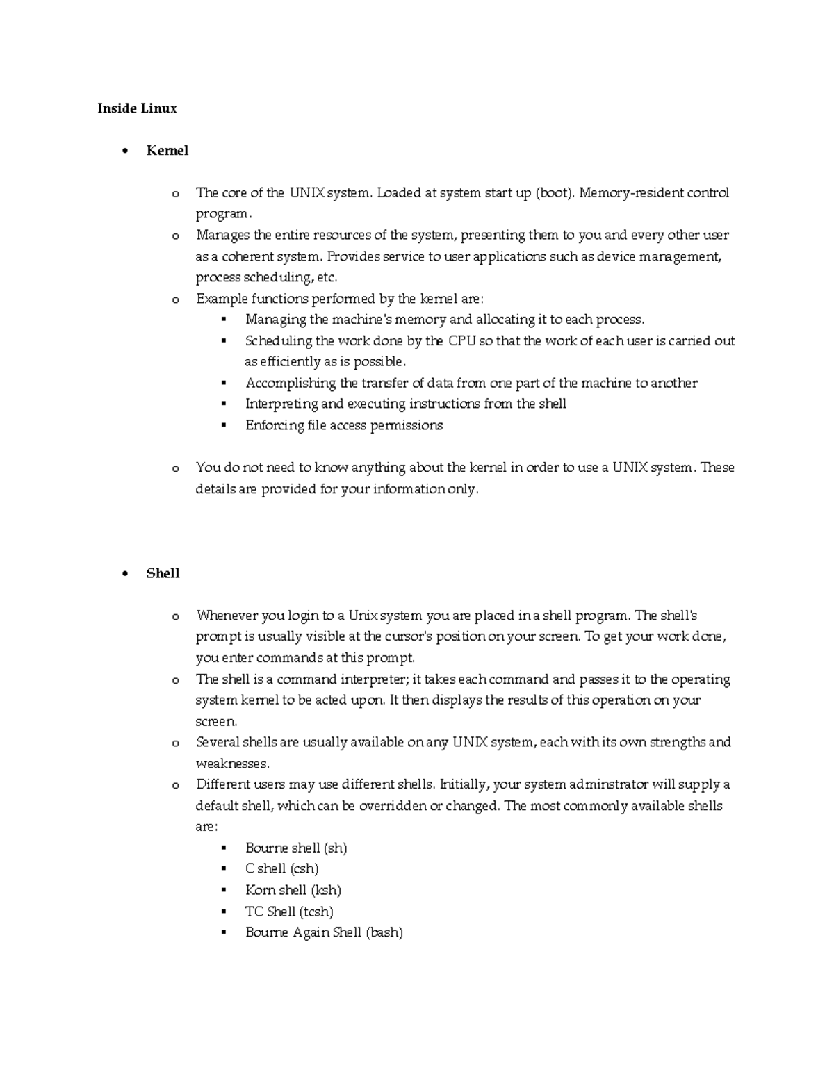Inside+Linux - special - Inside Linux Kernel o The core of the UNIX ...