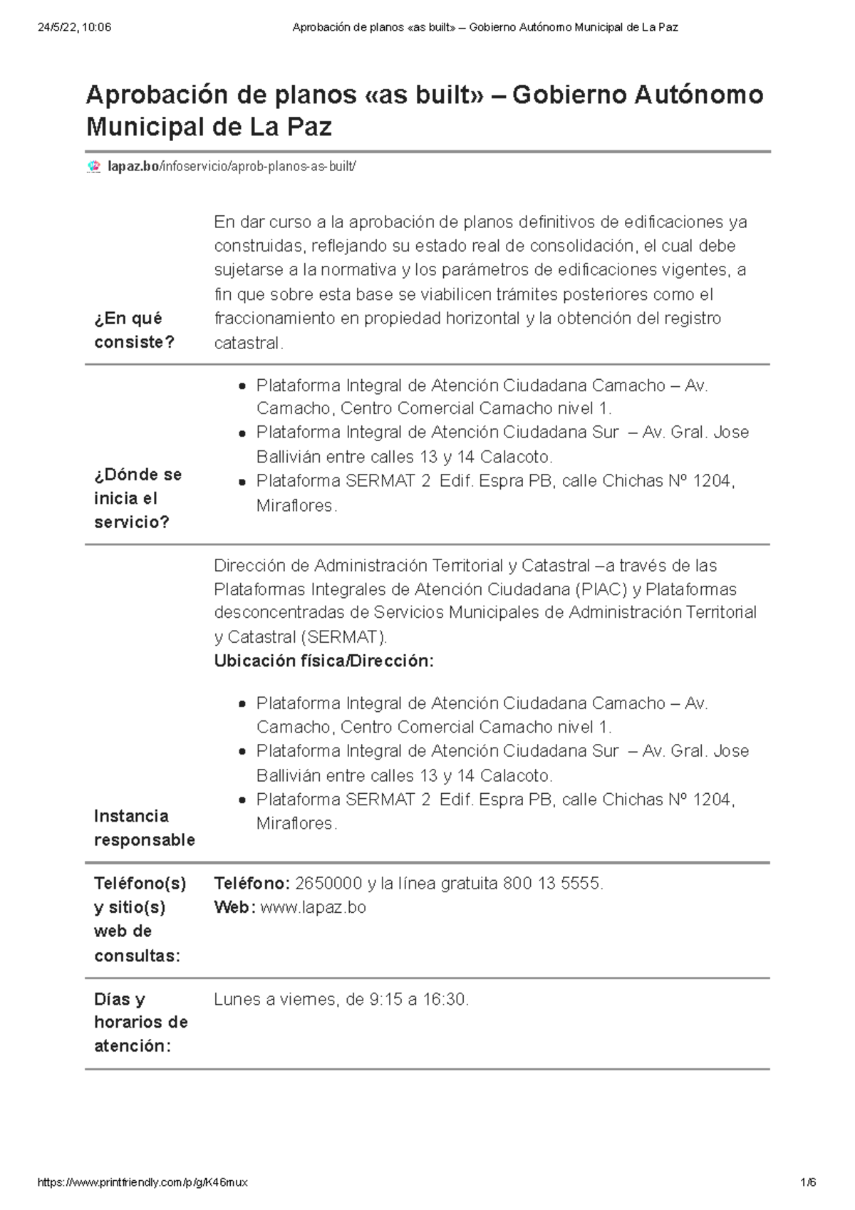 Aprobación de planos «as built» – Gobierno Autónomo Municipal de La Paz ...