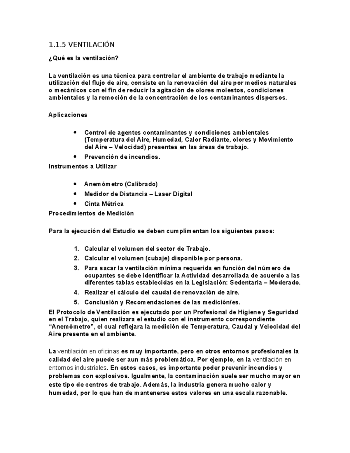 Documento - TRABAJOS DE ERGONOMIA - 1.1 VENTILACIÓN ¿Qué es la ventilación? La ventilación es ...