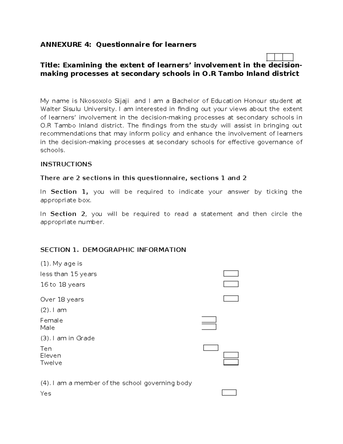 Annexure 4 - Attachments of Research Methods - ANNEXURE 4 ...