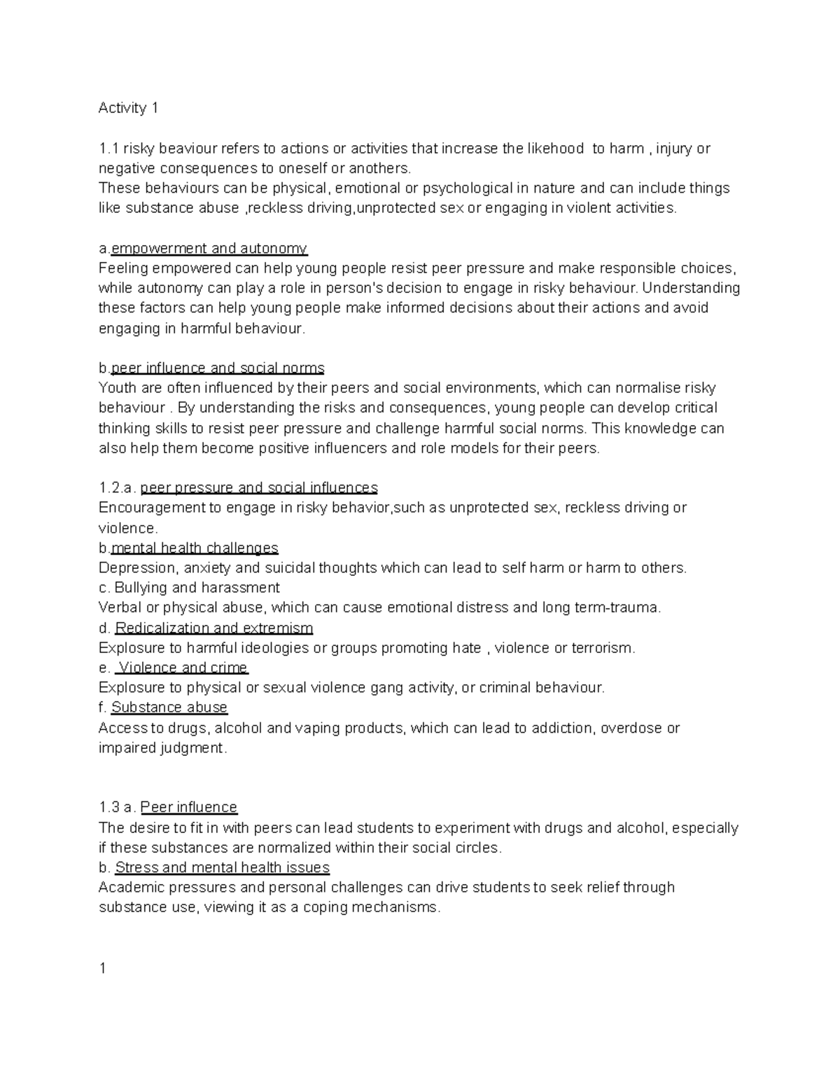 Life orientation - Physical science and life sciences - Activity 1 1 ...