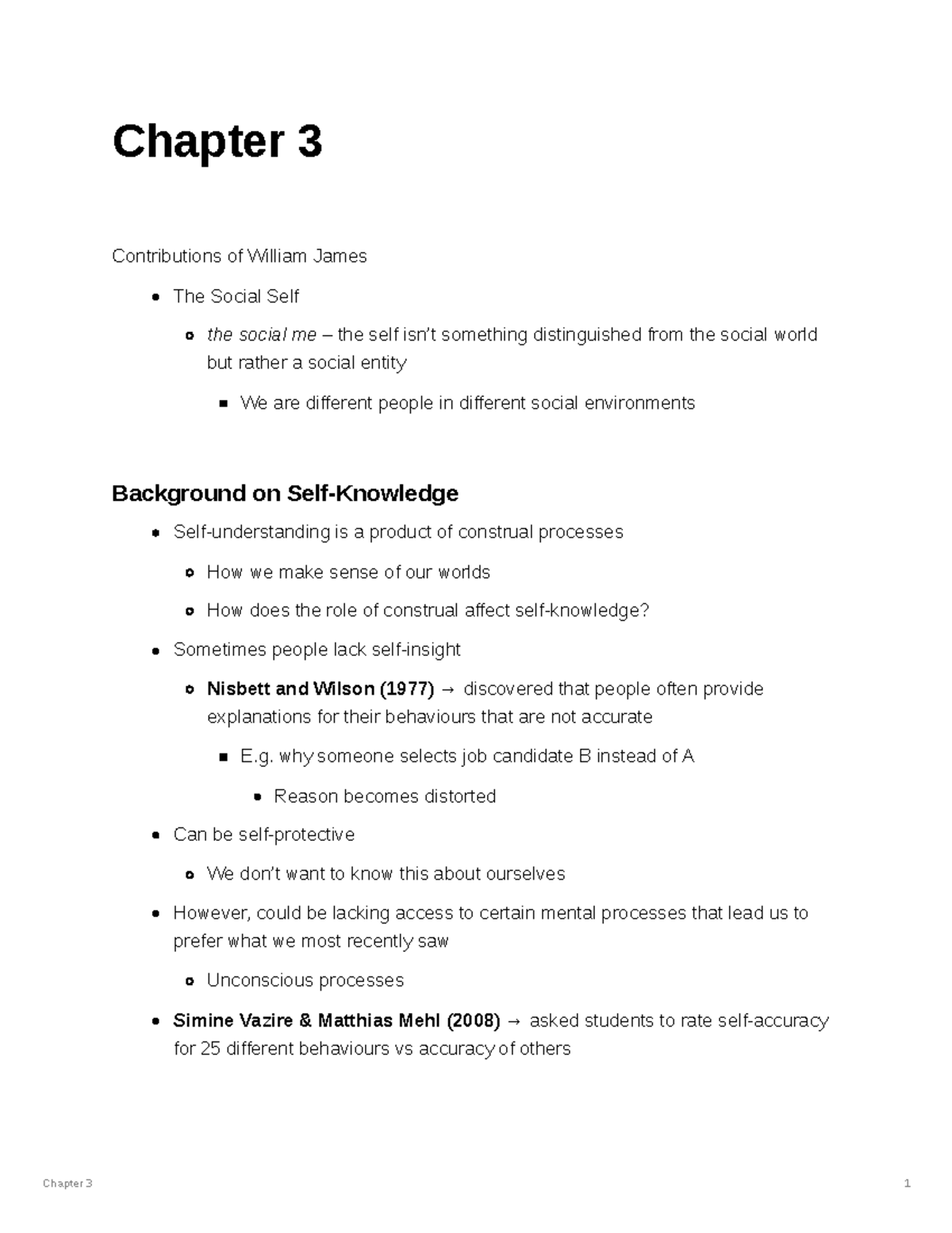 Chapter 3 Social Psych 6e - Chapter 3 Contributions of William James ...