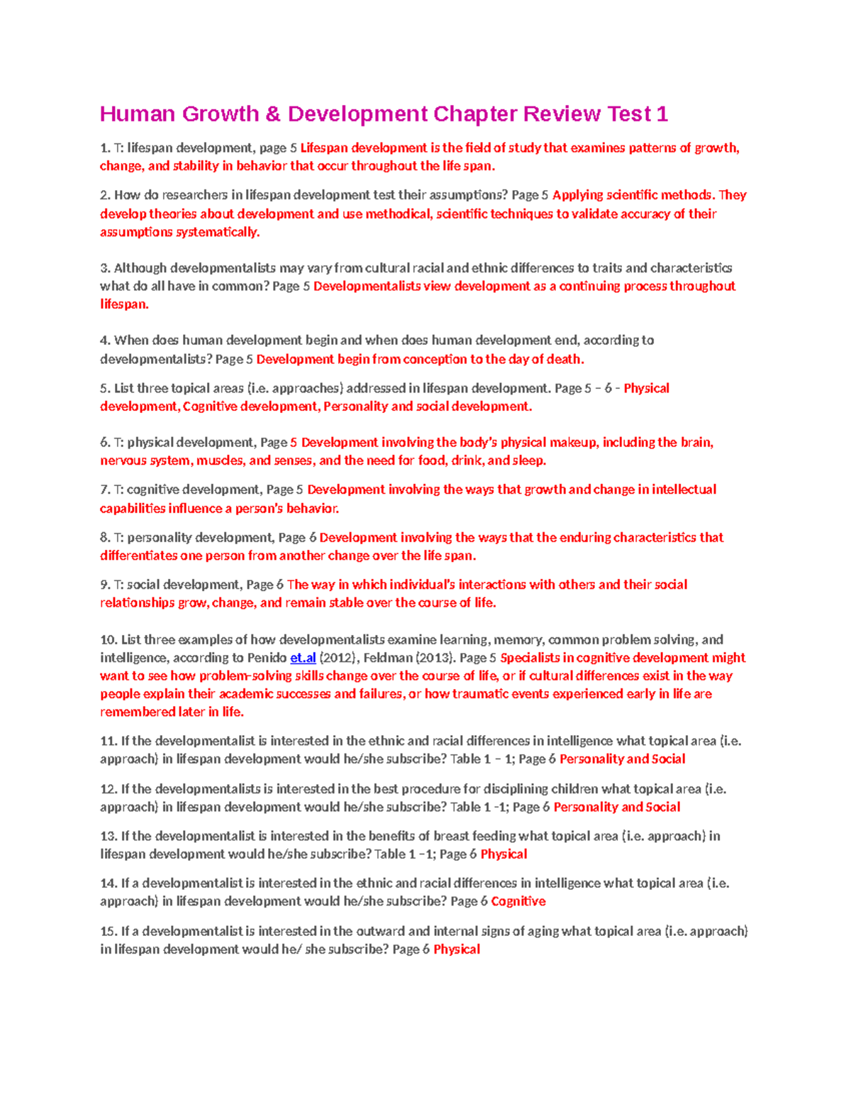 HG D Chapter 1 - Human Growth & Development Chapter Review Test 1 T ...