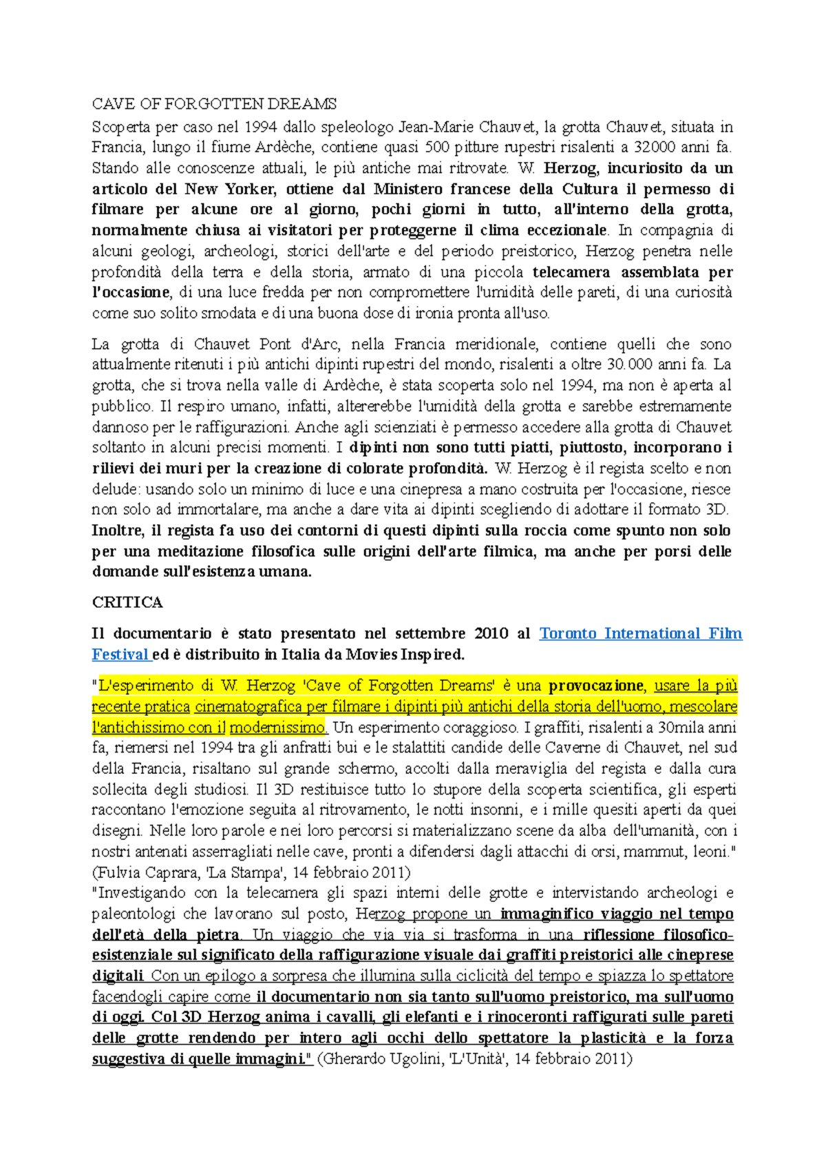 Cave of forgotten dreams - CAVE OF FORGOTTEN DREAMS Scoperta per caso ...