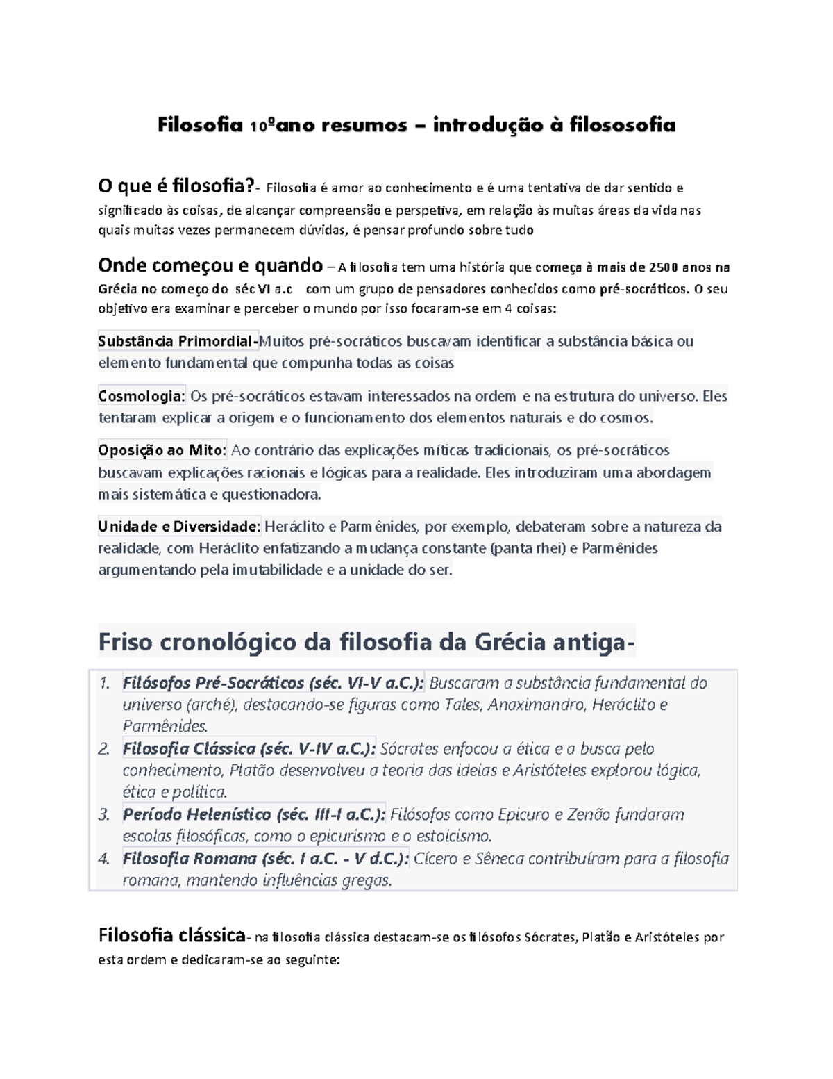 Filosofia 10ºano- resumo introdução à filosofia - Filosofia 10ºano ...