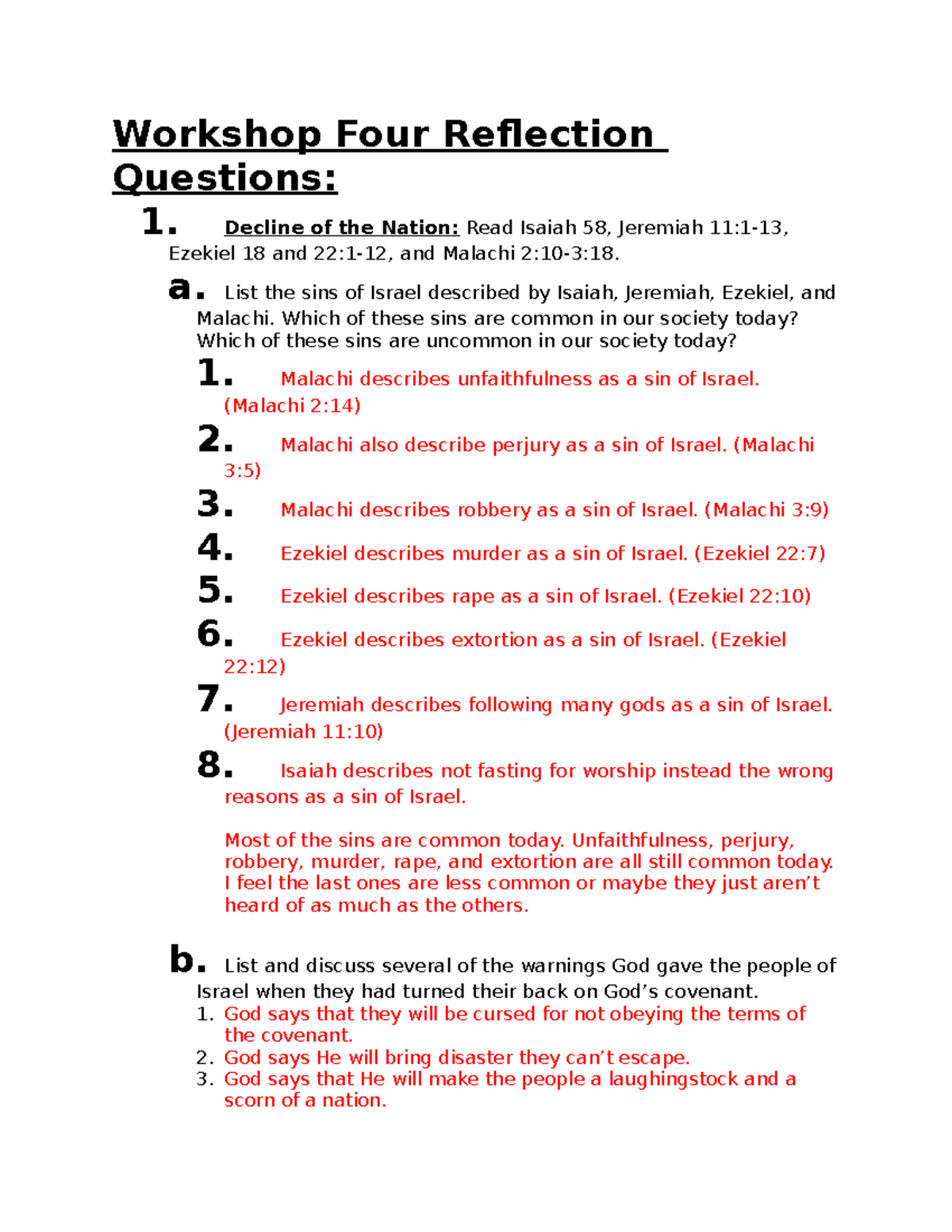 Workshop 4 Reflection Questions - Workshop Four Reflection Questions: 1 ...