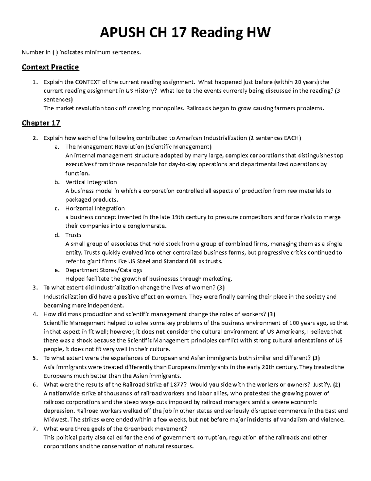 Apush CH 17 HW - ooooooooooooo - APUSH CH 17 Reading HW Number in ...