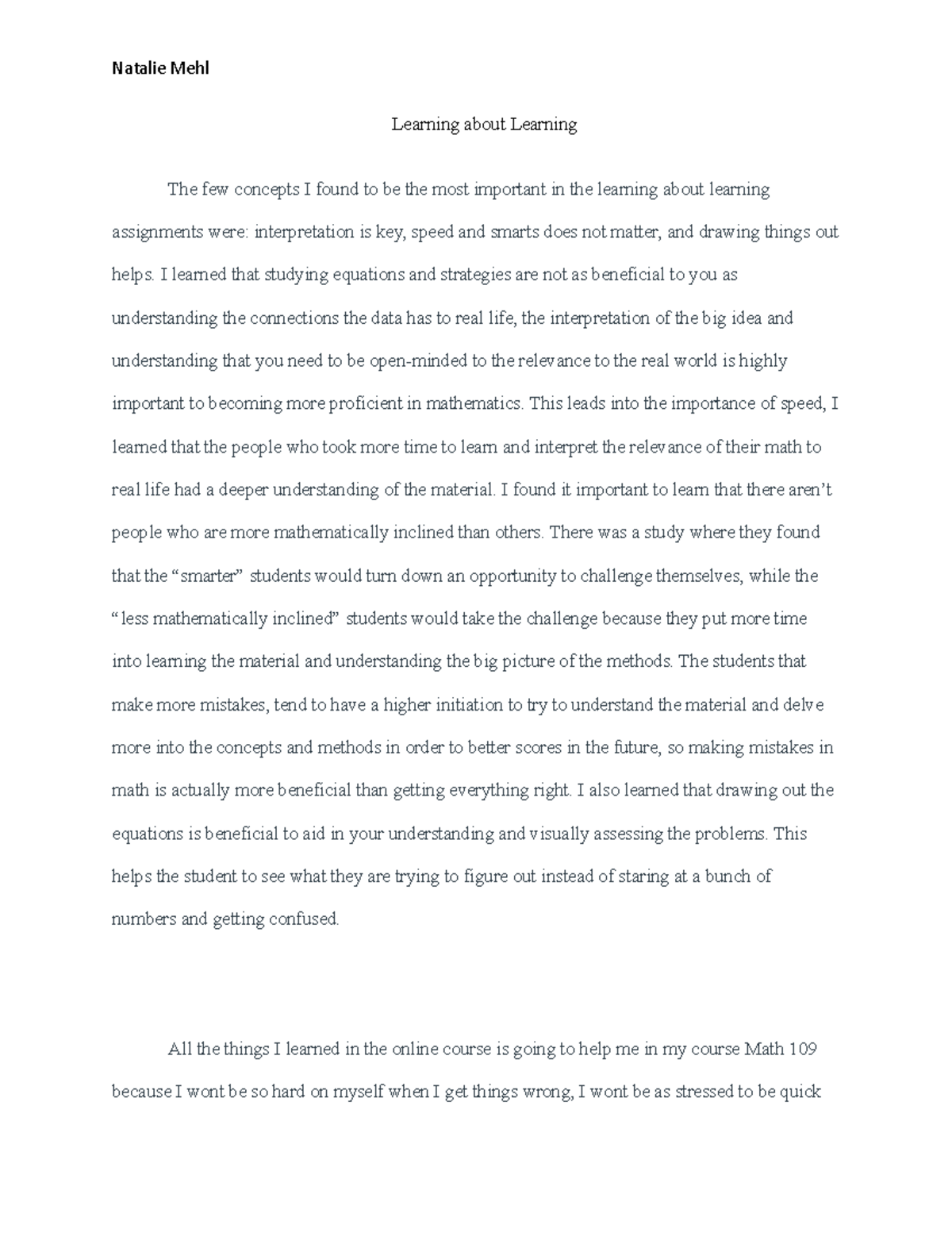 Learning about Learning - Natalie Mehl Learning about Learning The few ...