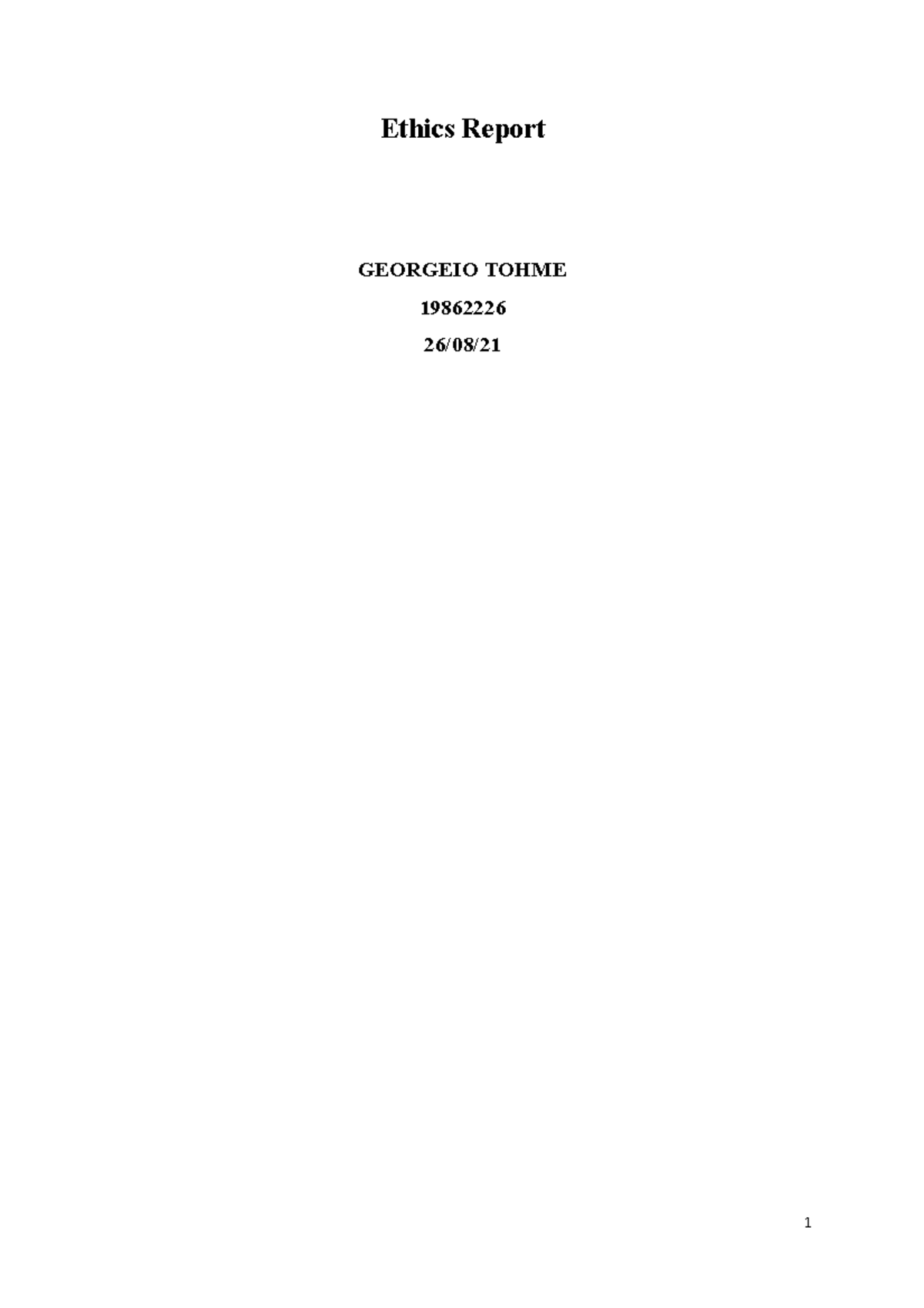 Ethics report - Ethics Report GEORGEIO TOHME 19862226 26/08/ Executive ...