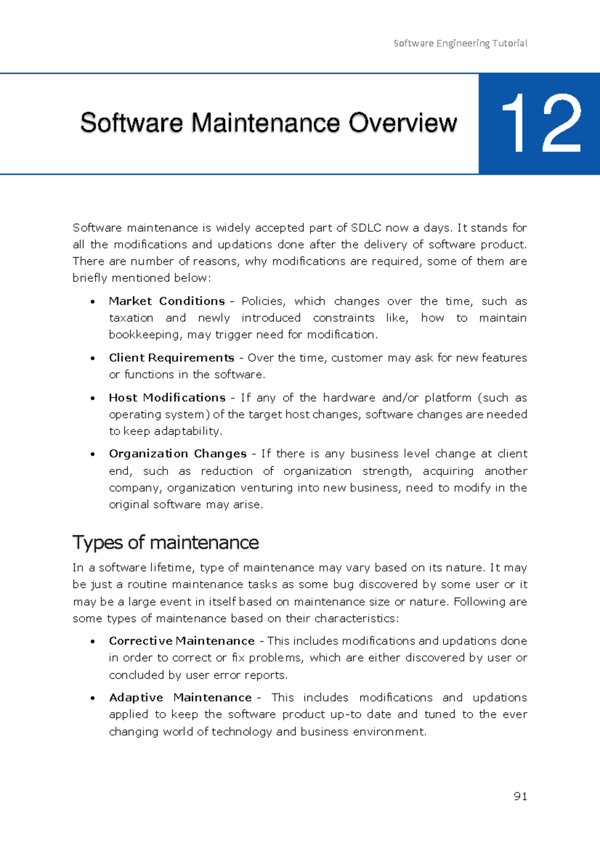 Software Engineering Tutorial 95 101 Software Maintenance Is Widely Accepted Part Of Sdlc Now