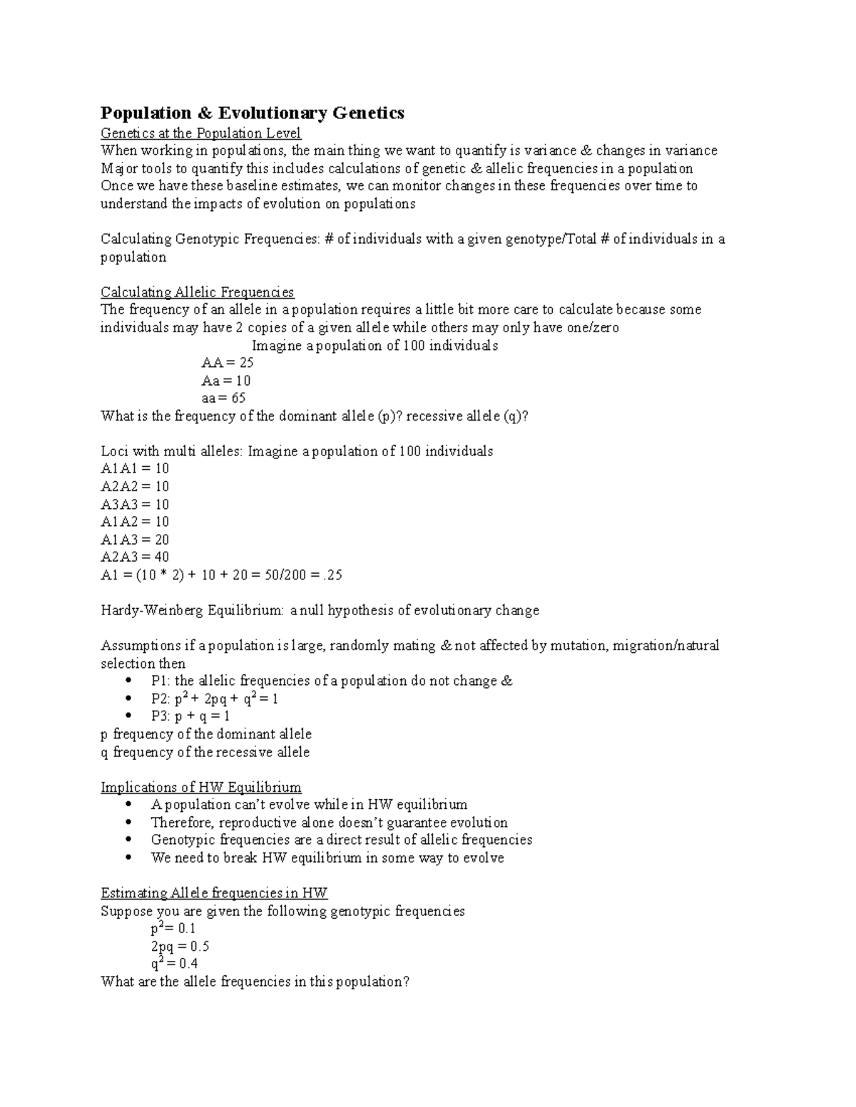 Population - Professor Matthew Tye - Population & Evolutionary Genetics ...