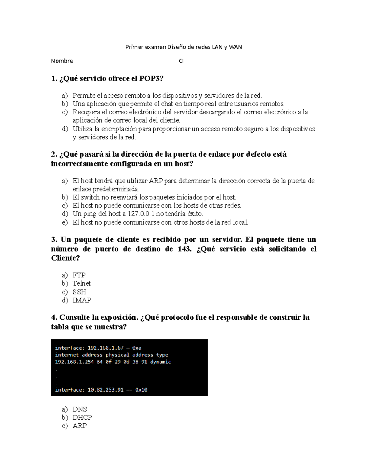 Examen Modulo 1 Diseño de redes LAN y WAN - Primer examen Diseño de ...
