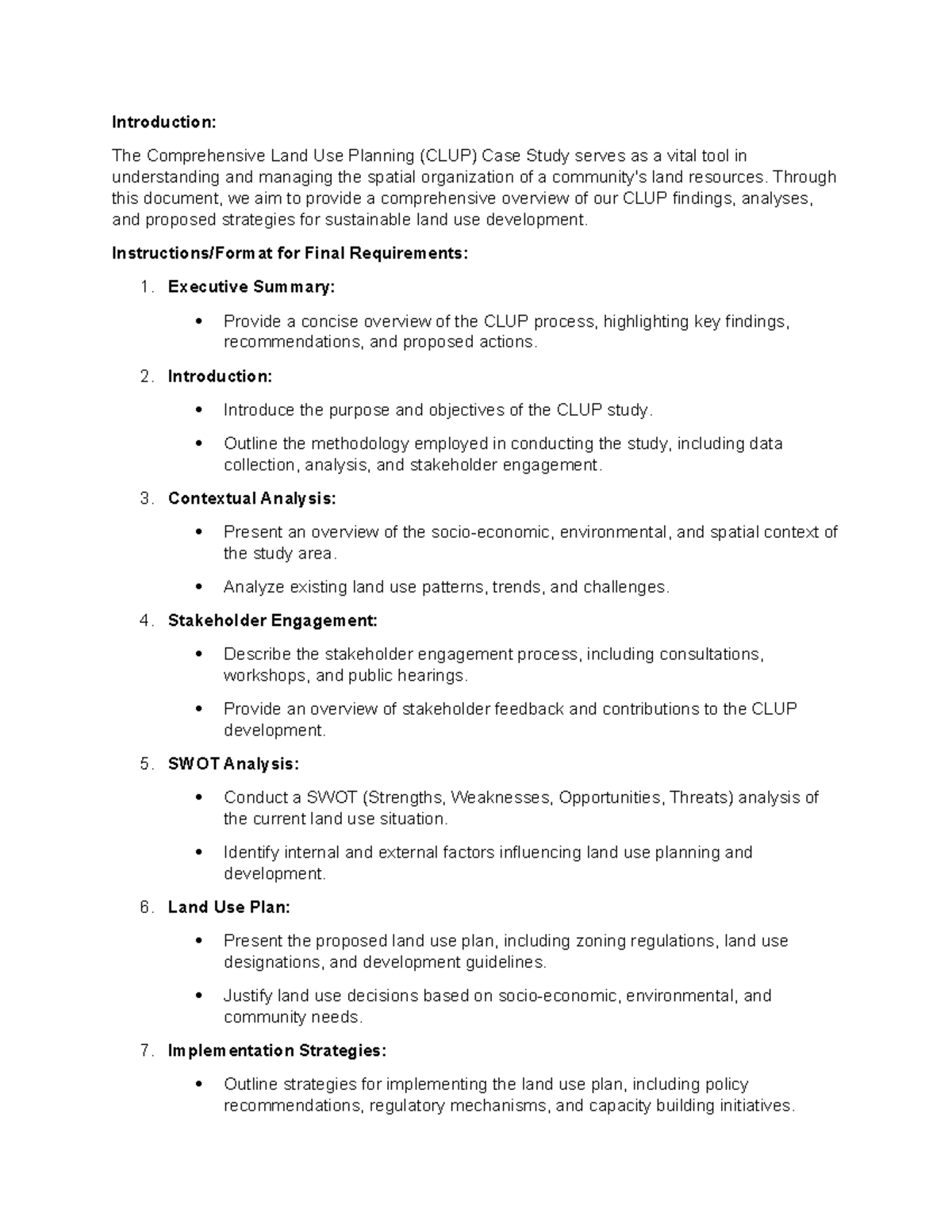Instruction AND Format OF CLUP CASE Study - Introduction: The ...