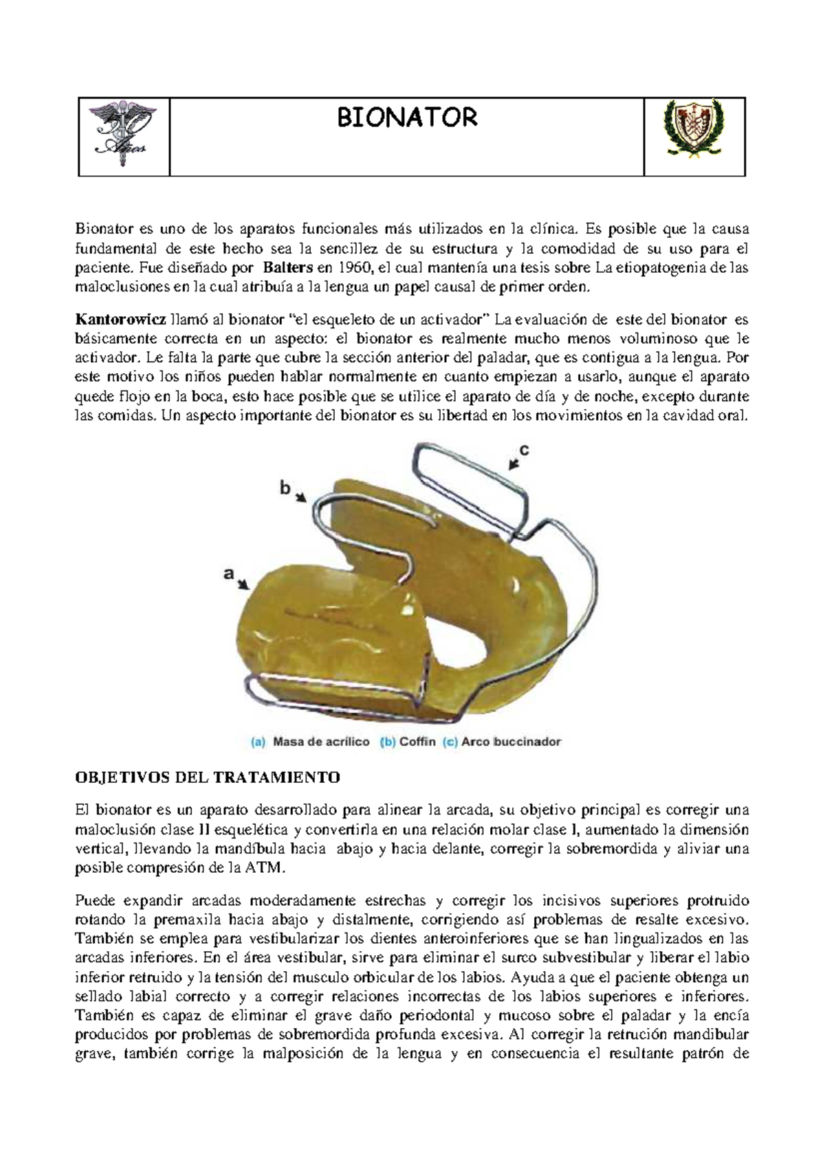 7 - EL Bionator - Bionator es uno de los aparatos funcionales más ...