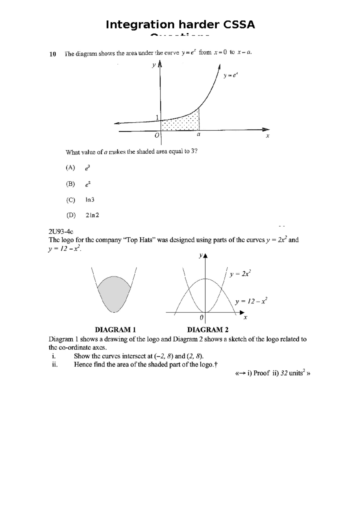 Math questions wk1 holidays - MATH 172 - Integration harder CSSA ...