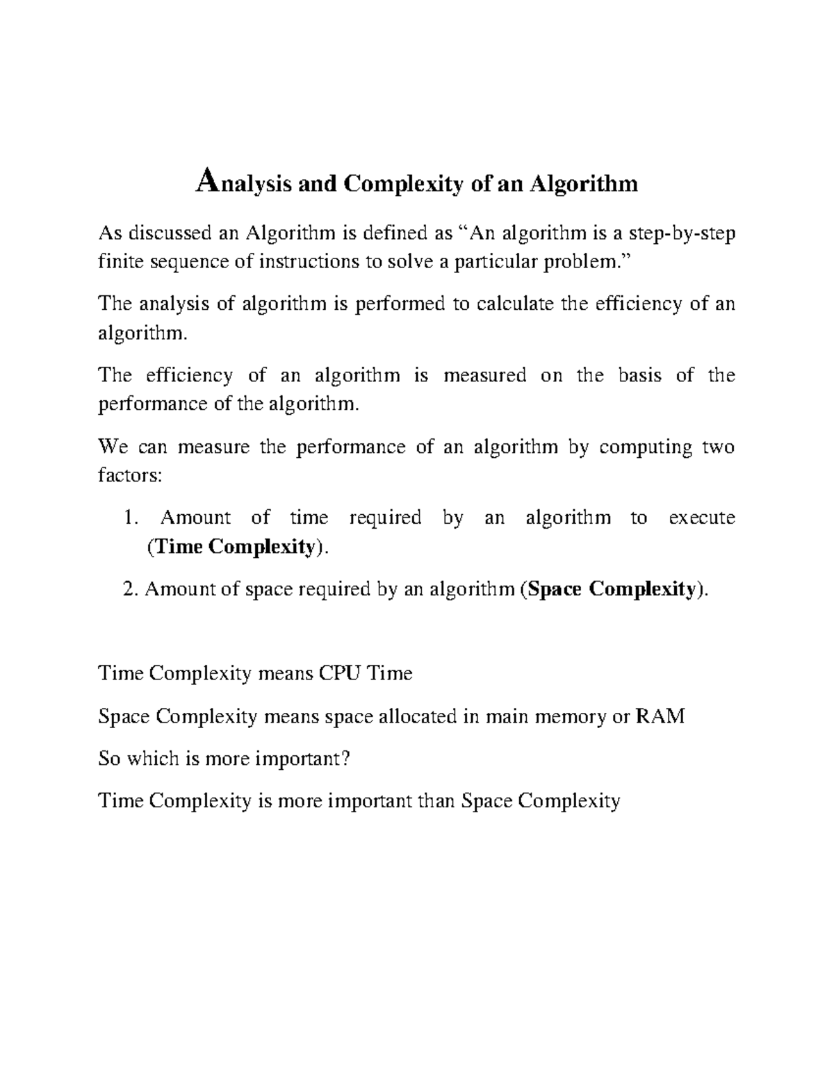 Unit1 Analysis and Complexity of an Algorithm KCS503 - Analysis and ...