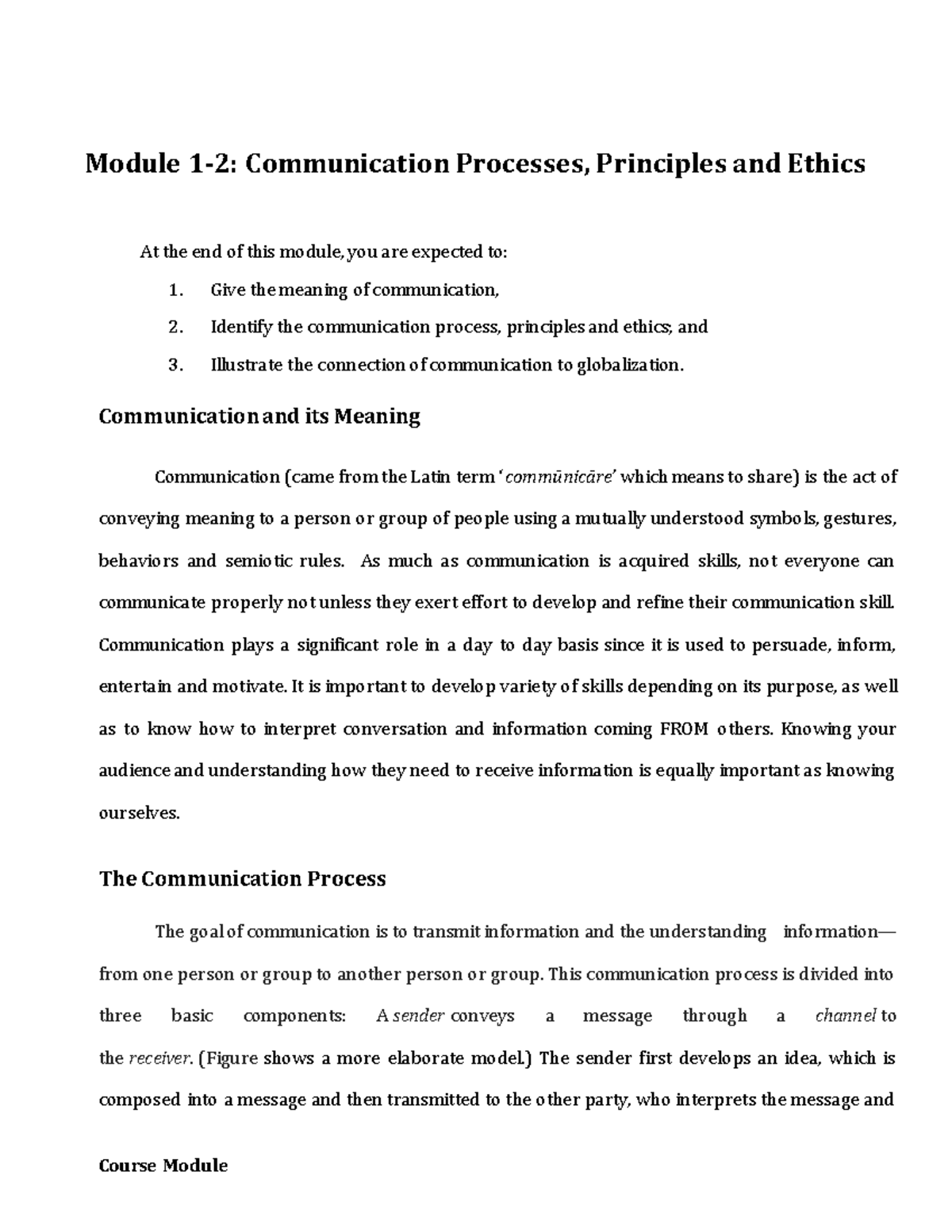 W2 Lesson 1 Communication Processes, Principles and Ethics - Module ...