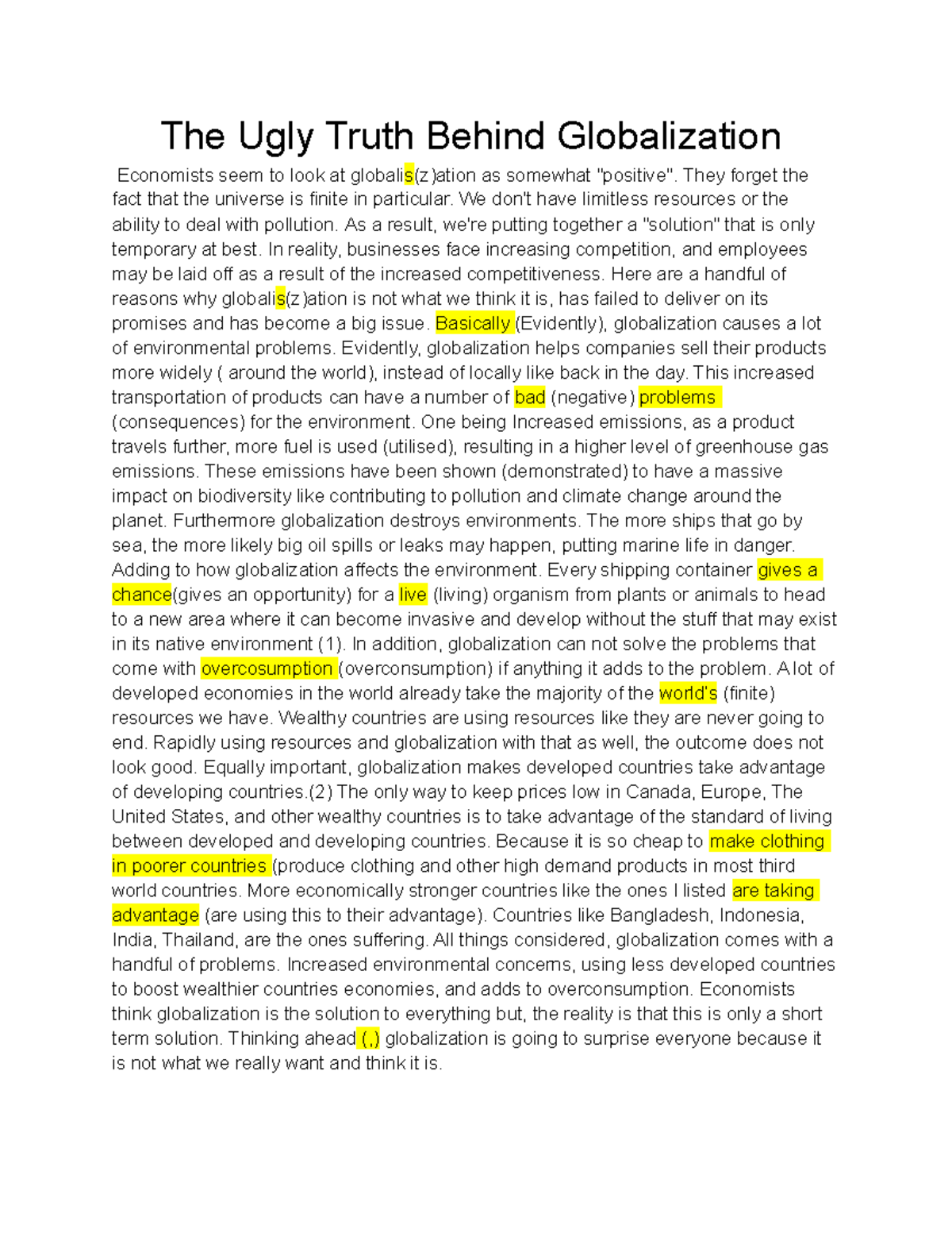 SOP Rough Copy - SOP, for geo - The Ugly Truth Behind Globalization ...