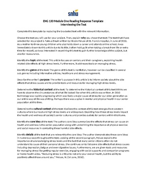 ENG 130 Module Five Analysis of a Written Work - Take a Break: An ...