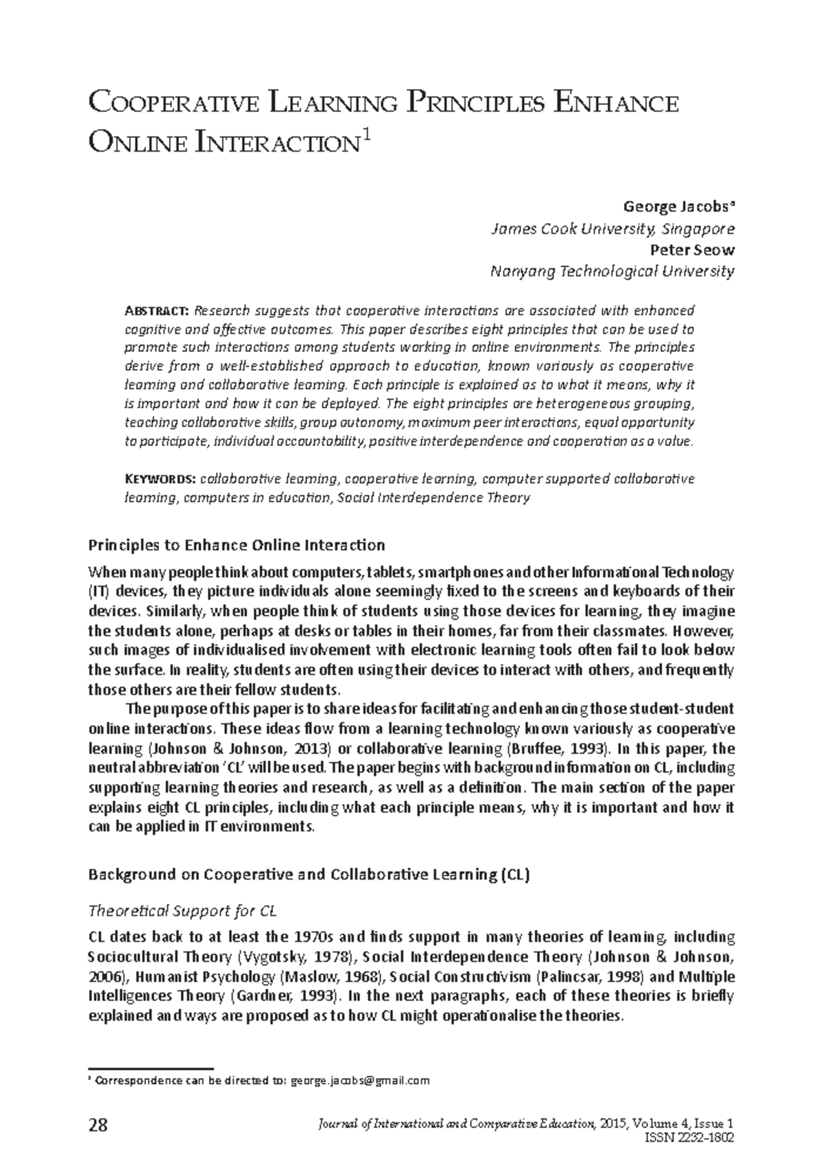 Cooperative Learning Principles Enhance - 28 Journal of International ...