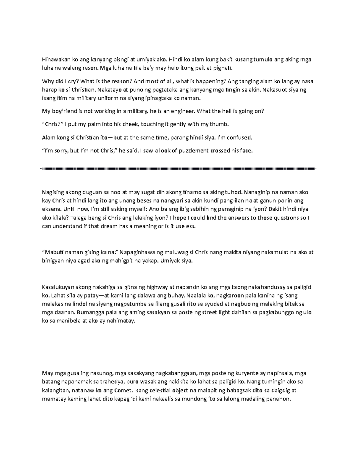 Document - Jccivkboh - Hinawakan ko ang kanyang pisngi at umiyak ako ...