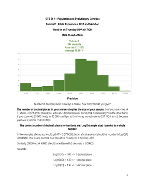 Tutorial 5 MEMO - GTS 367 – Population and Evolutionary Genetics ...